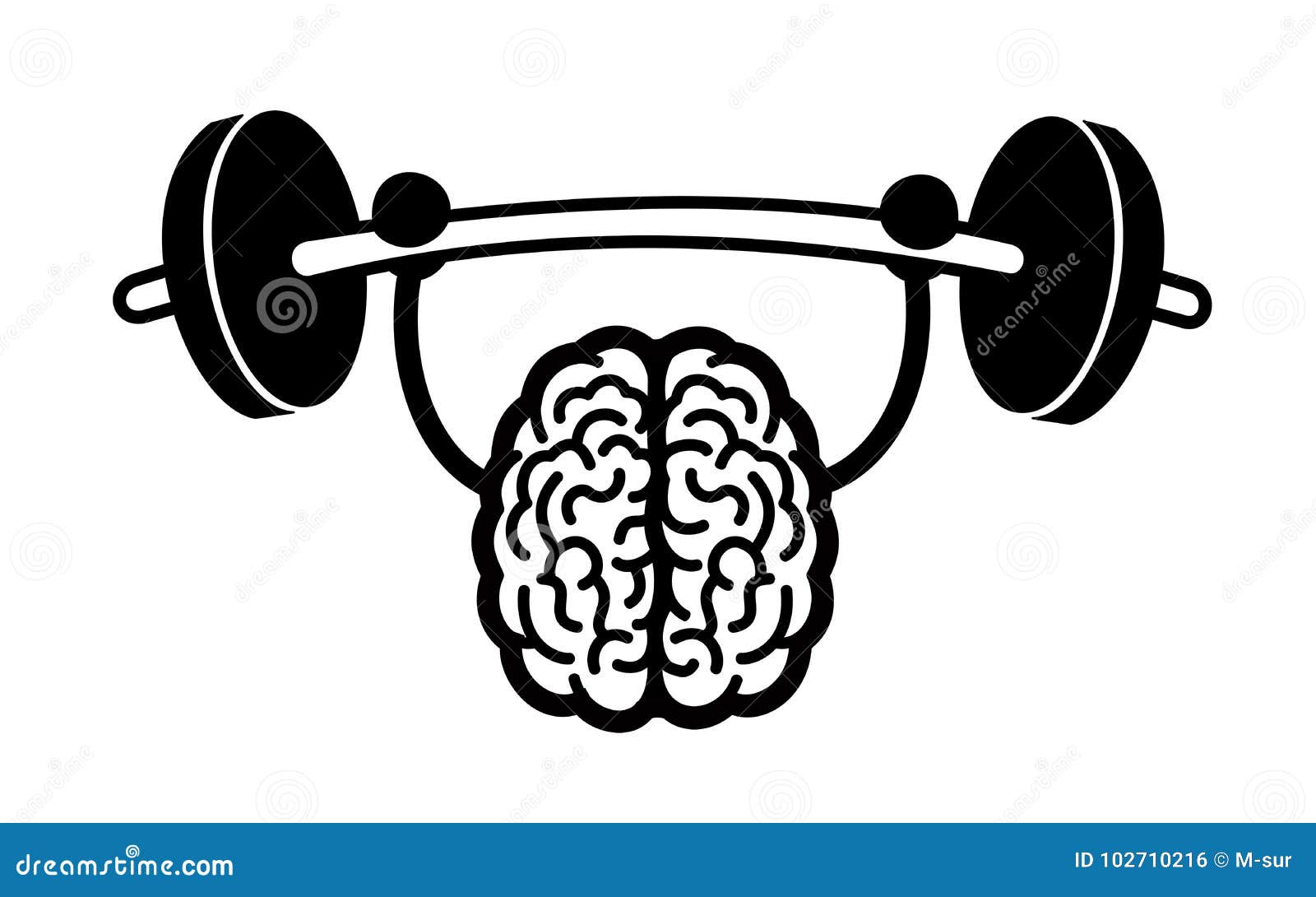 Brain With Strong Hands, Brain Training, Icon Cartoon Hand Drawn Vector ...