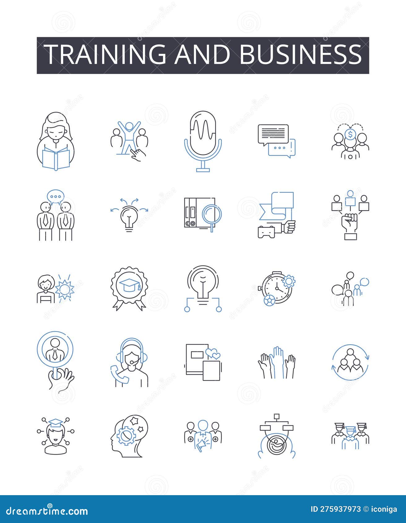 Training and Business Line Icons Collection. Versatile, Innovative ...