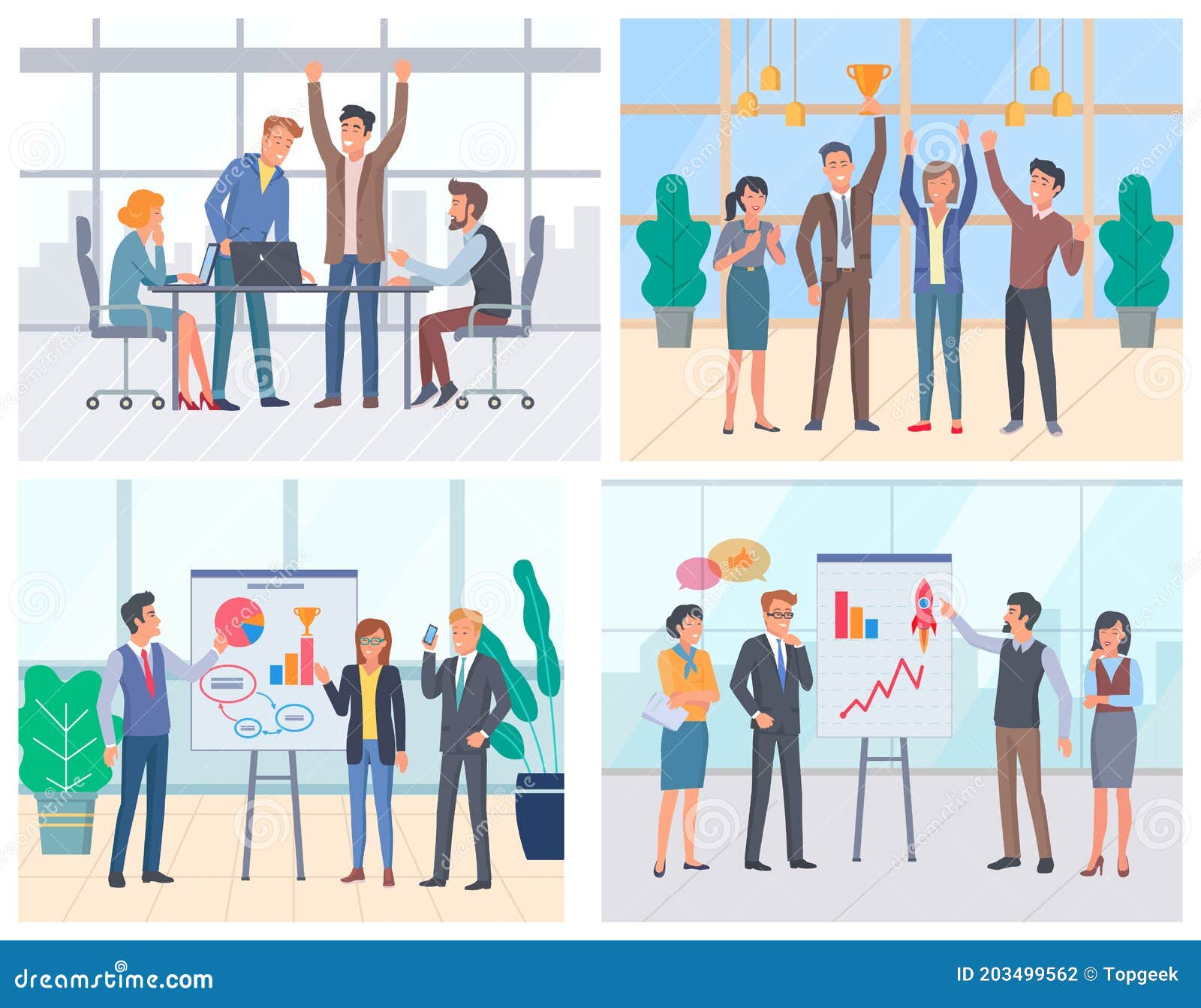 Training of Businessman, Conference Workshop Set Stock Vector ...