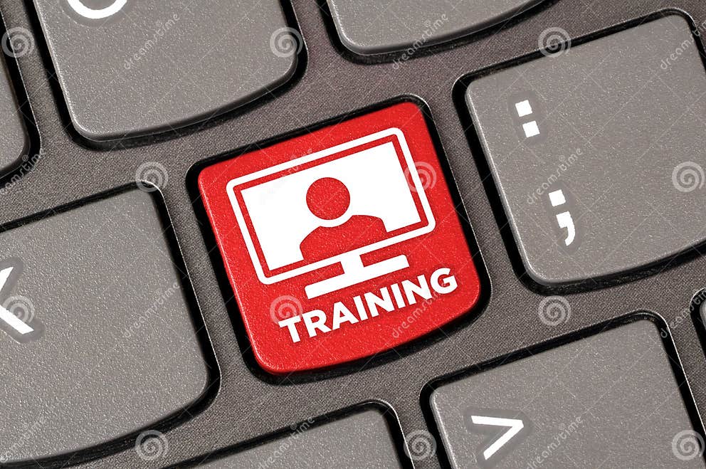 Training button key stock photo. Image of educational - 164611310