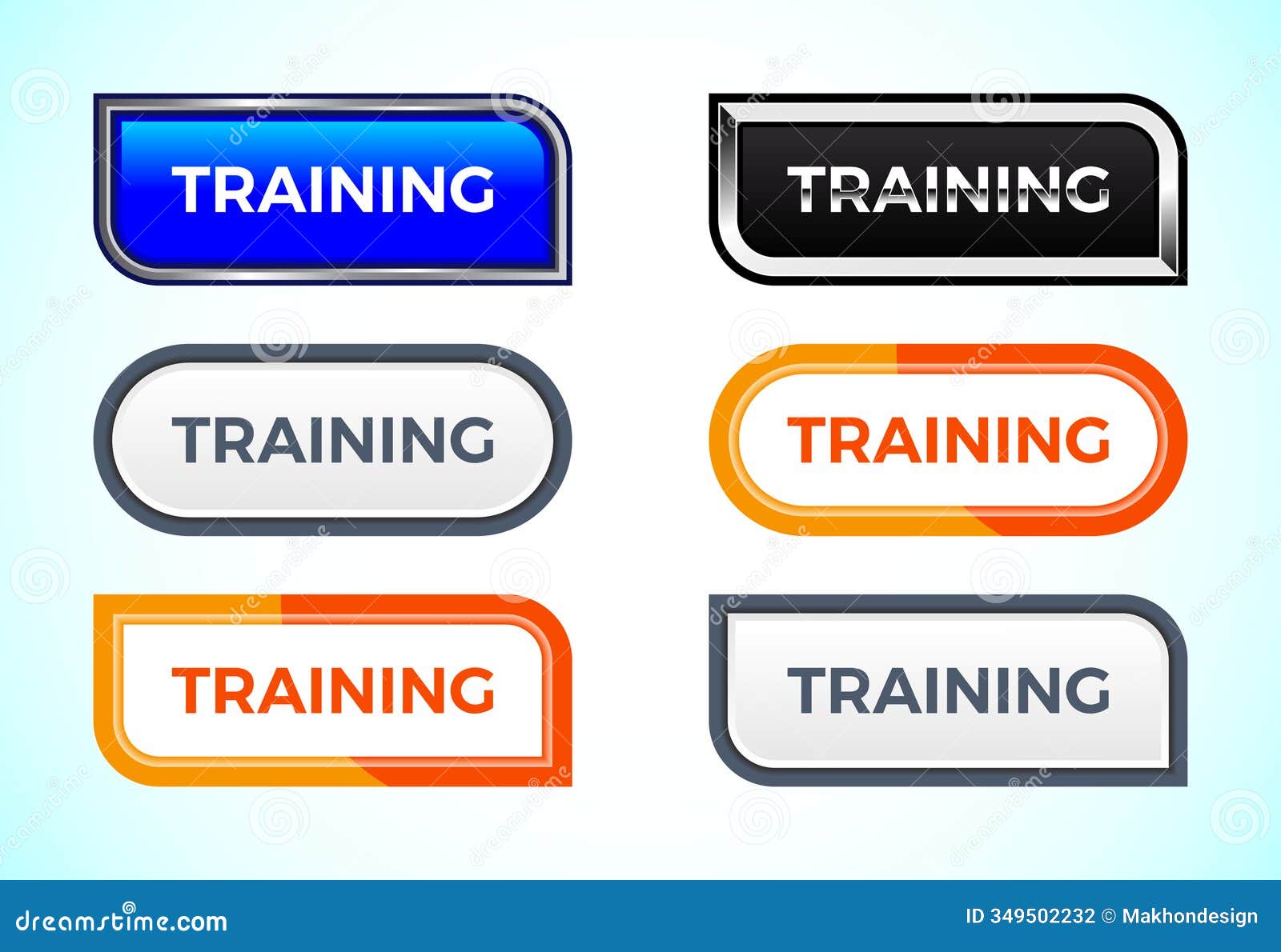 Training Button Set of Different Shapes and Colors. Suitable for Mobile ...