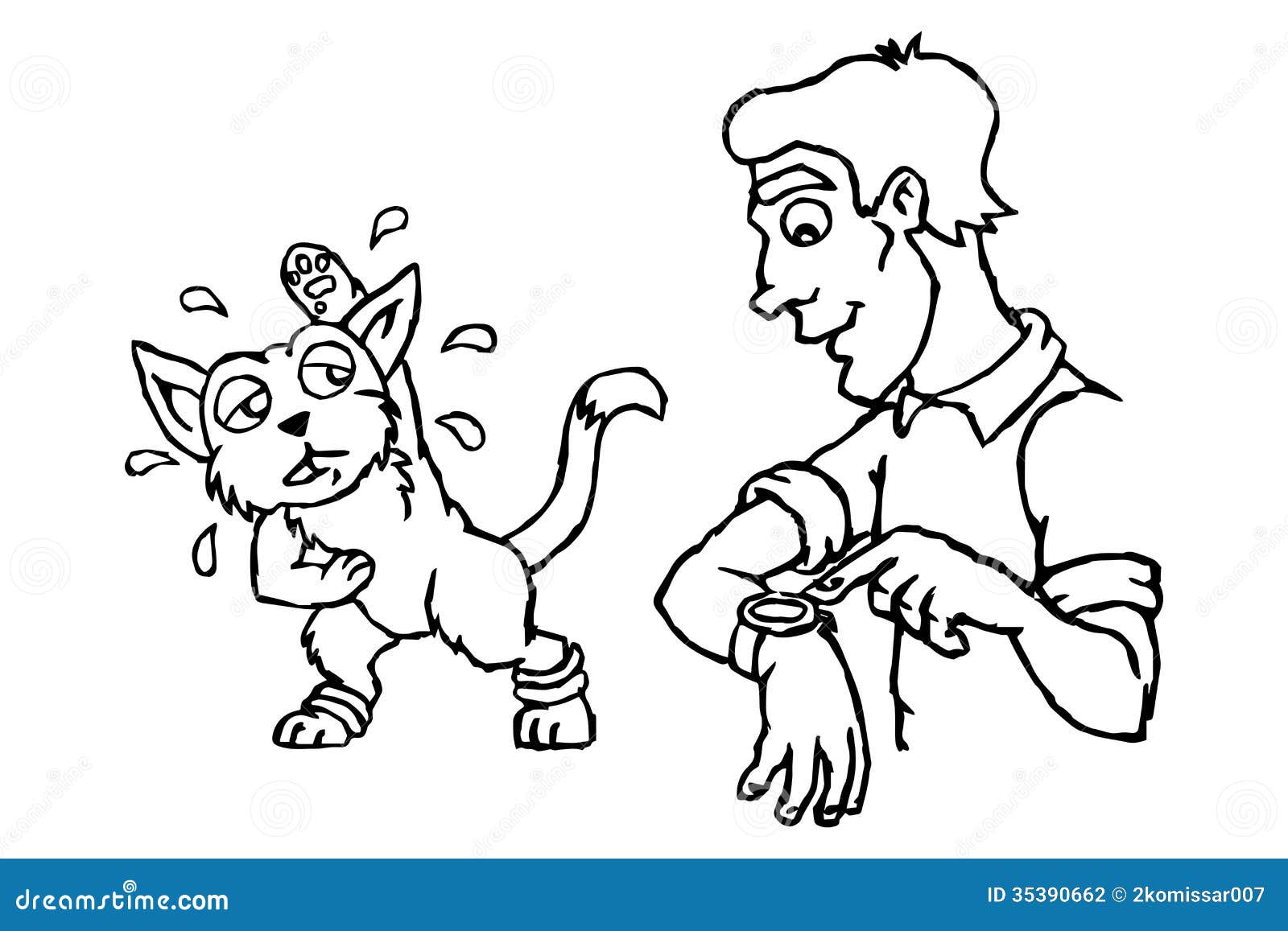 Training a cat stock vector. Illustration of human, animal - 35390662