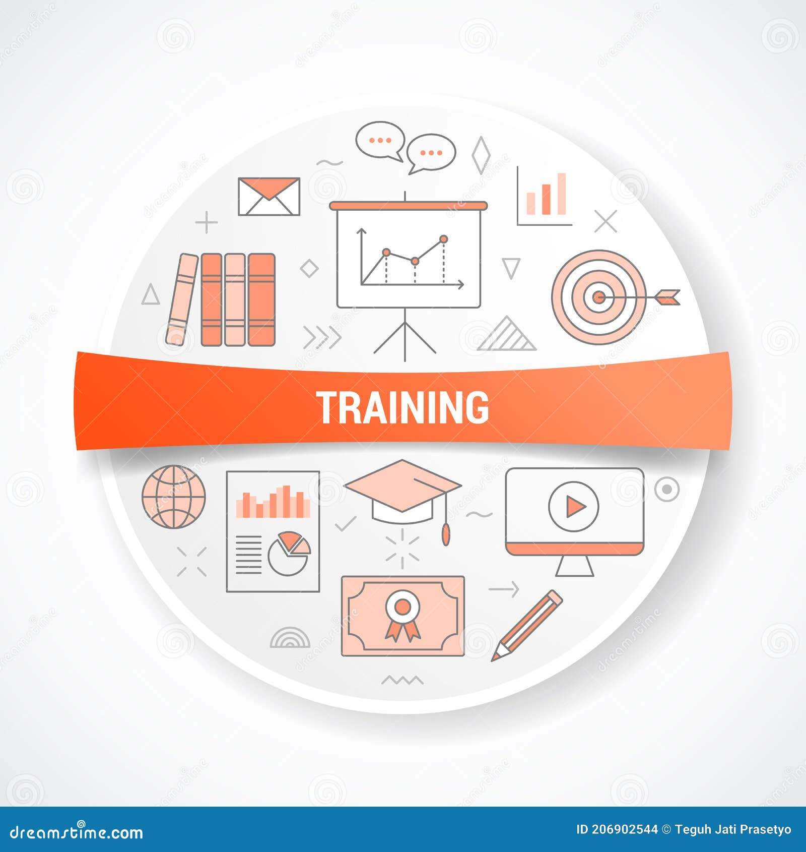 Training Concept with Icon Concept with Round or Circle Shape Stock ...