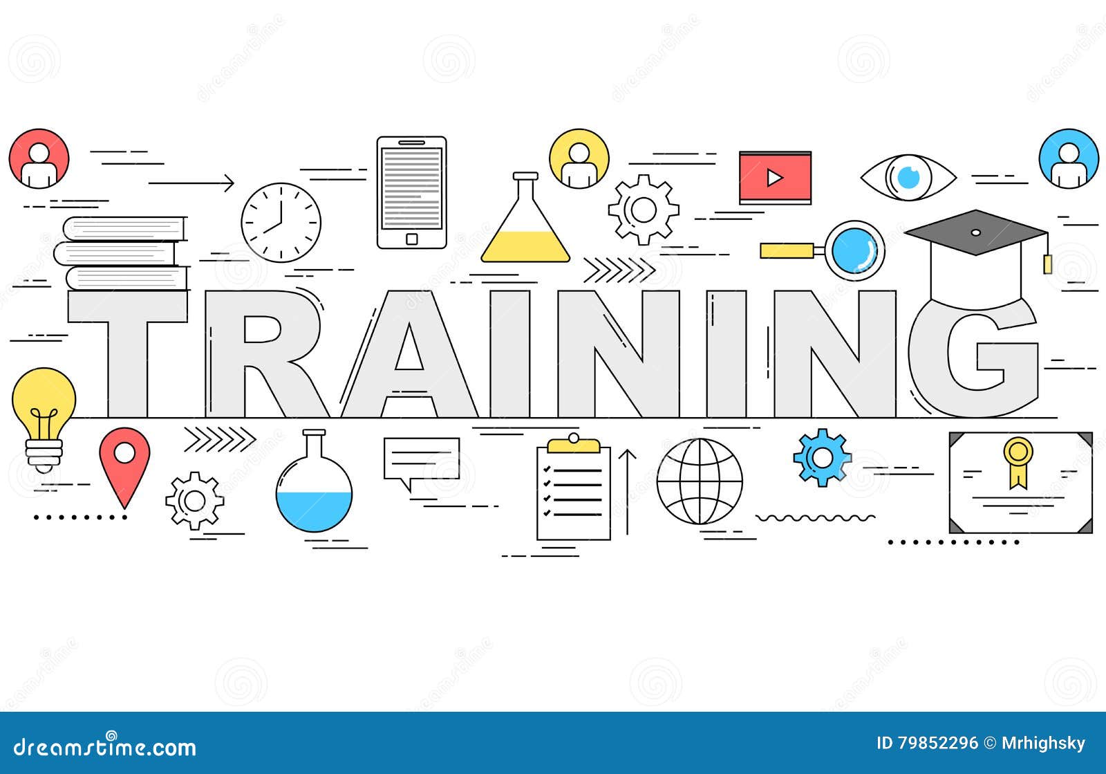 Training Concept Line Style Illustration Stock Vector - Illustration of ...
