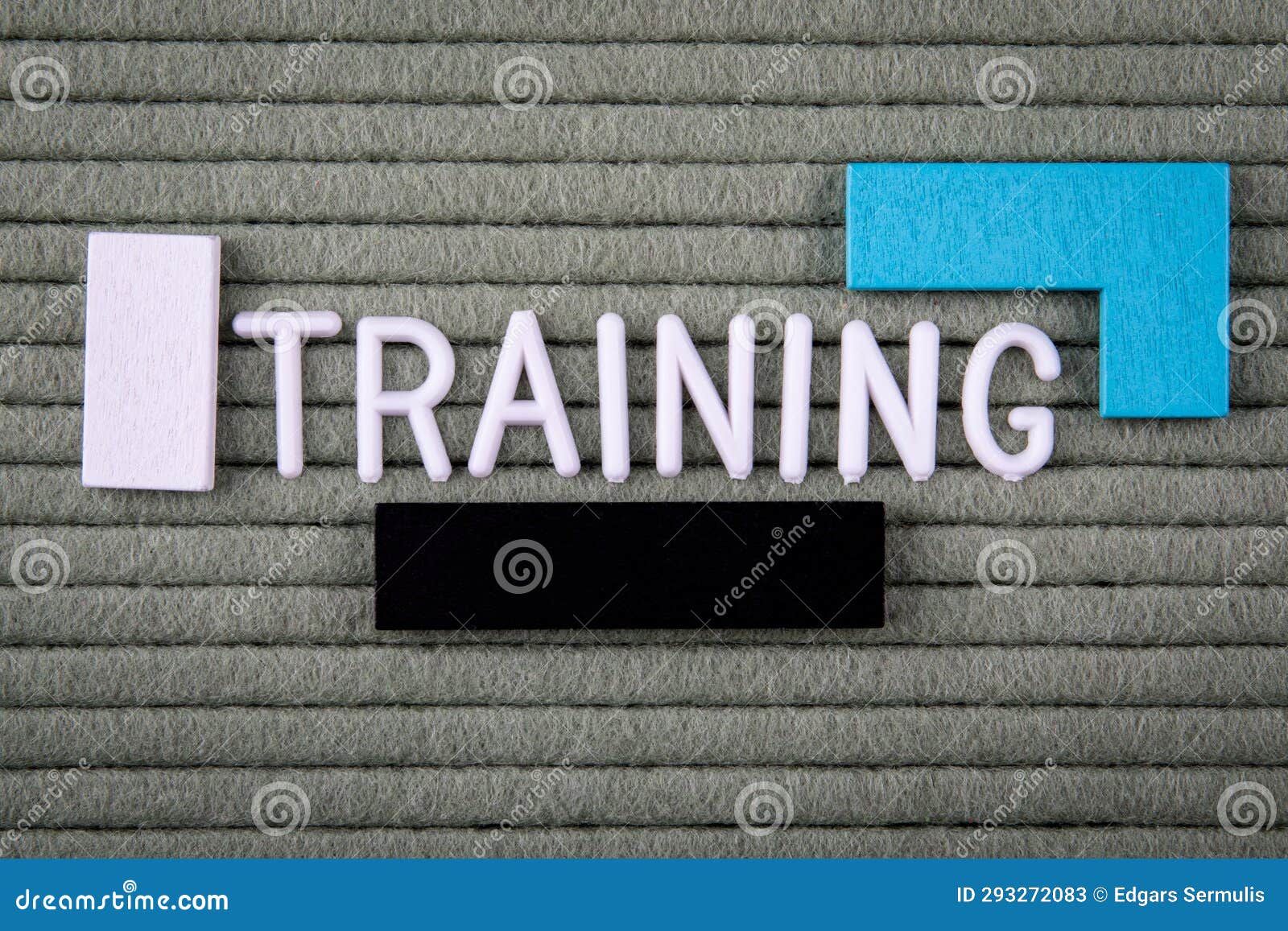 TRAINING Concept. White Letters of the Alphabet on a Green Background ...