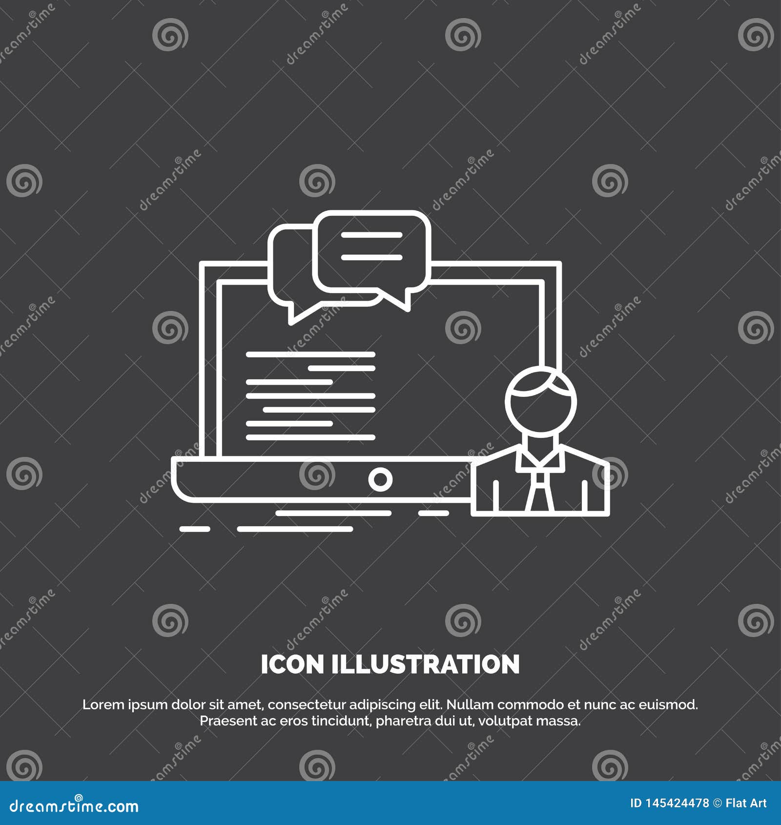 Training, Course, Online, Computer, Chat Icon. Line Vector Symbol for ...