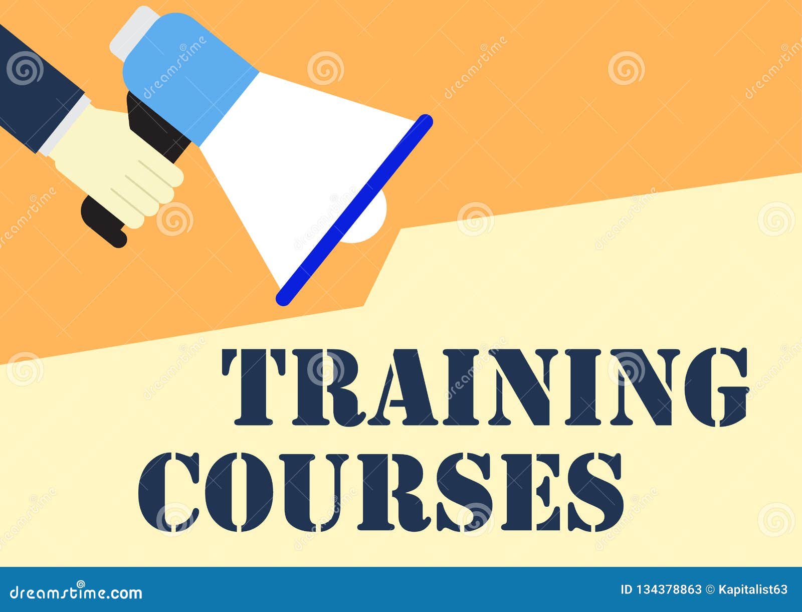 Training Courses Business Notice Hand Holding Megaphone Stock Vector ...