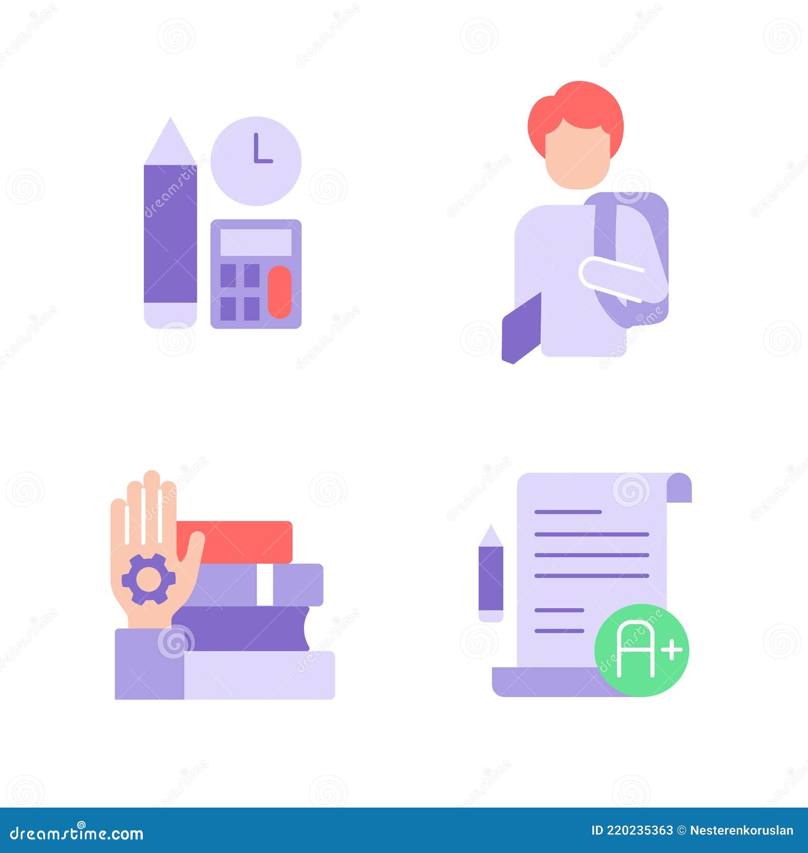 Training Courses Vector Flat Color Icon Set Stock Vector - Illustration ...