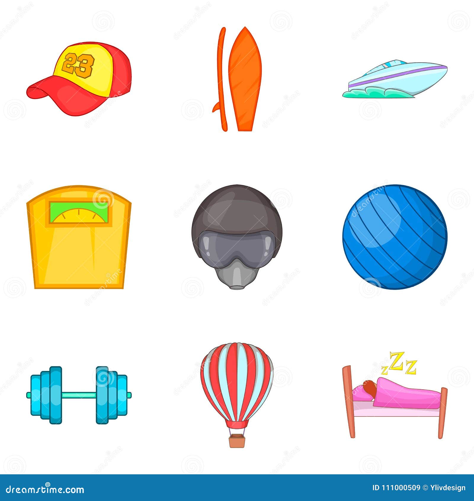 Training Day Icons Set, Cartoon Style Stock Vector - Illustration of ...