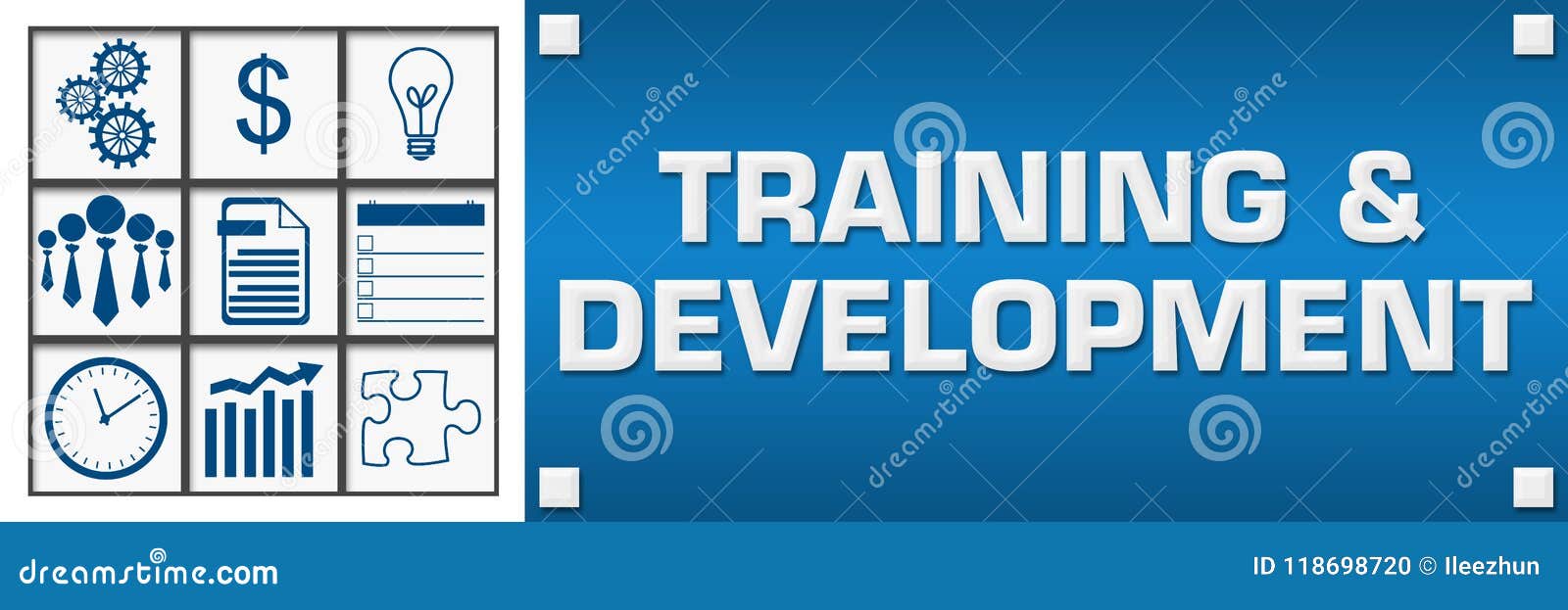 Training and Development Business Symbols Grid Left Stock Illustration ...