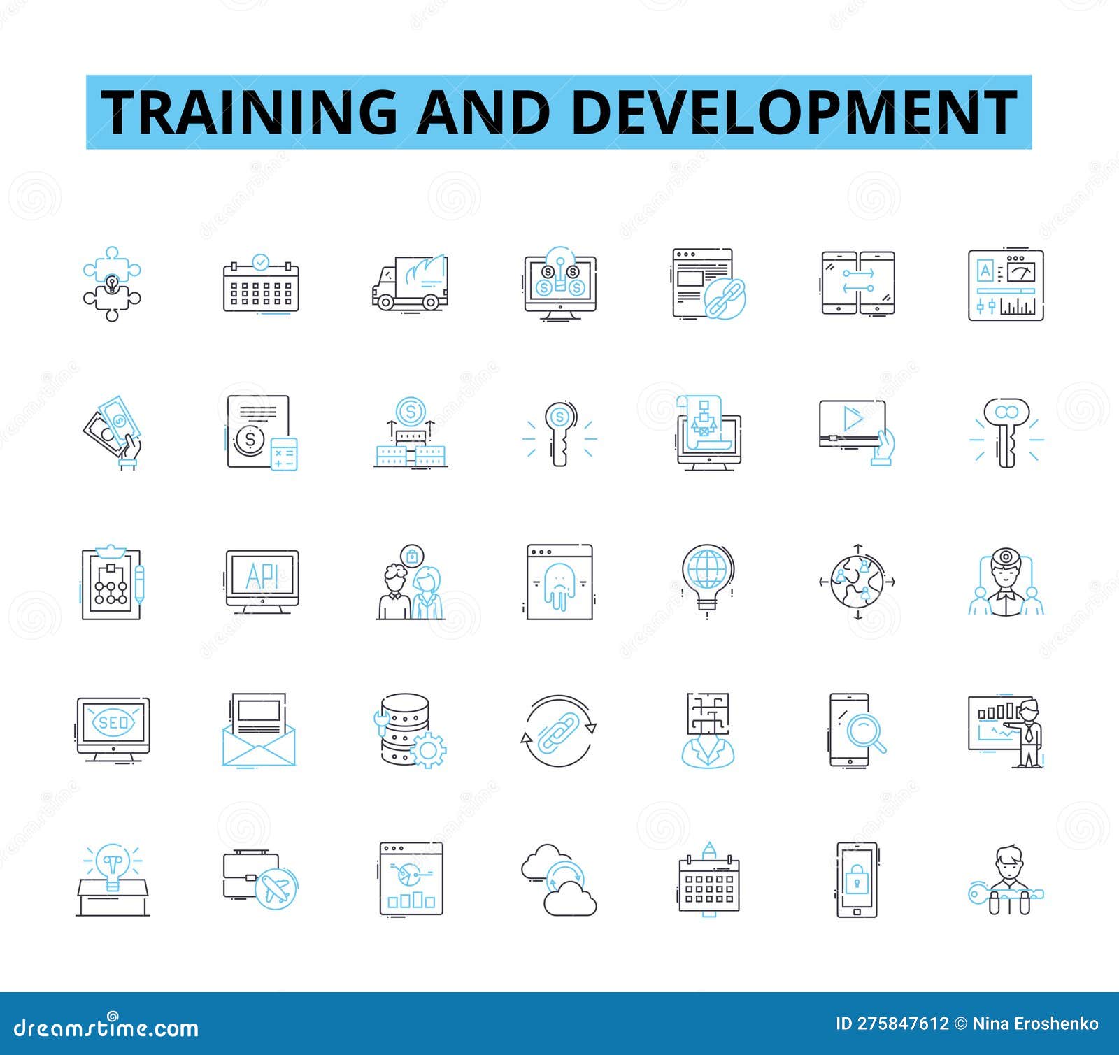 Training and Development Linear Icons Set. Growth, Performance ...