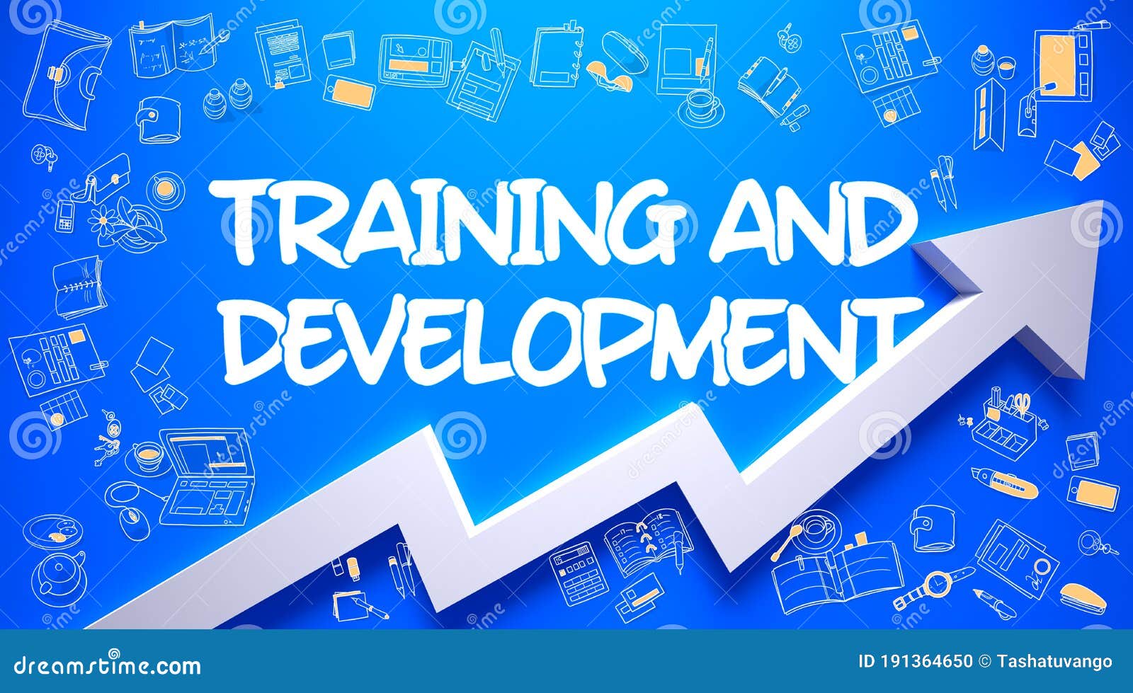 Training and Development Drawn on Blue Surface. Stock Illustration ...