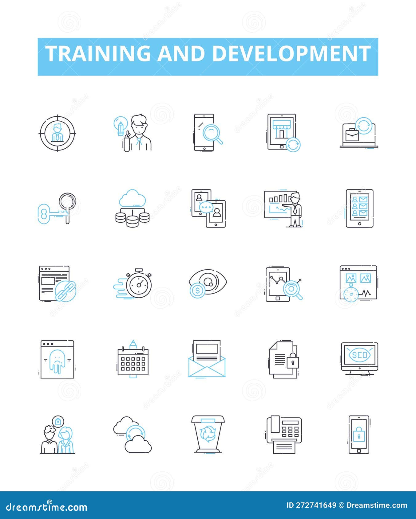 Training and Development Vector Line Icons Set. Training, Development ...