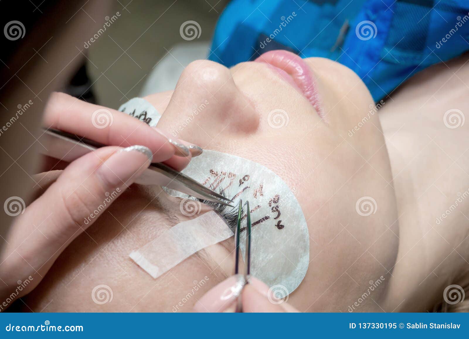 Training Eyelash Extension. Volume in the Lashes. Stock Image - Image ...