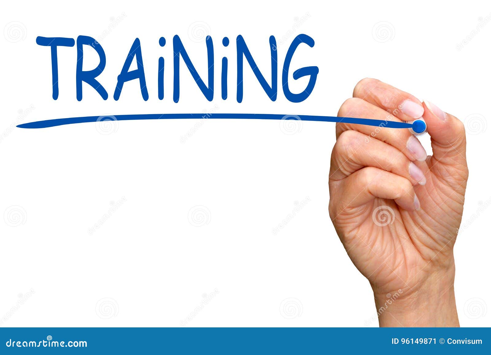 Training - Female Hand with Marker Writing Blue Text Stock Image ... Training - Female Hand with Marker Writing Blue Text Stock Image ...