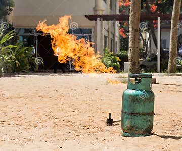 Training Fire Fighting Test Fires Gas Tank Stock Photo - Image of heavy ...