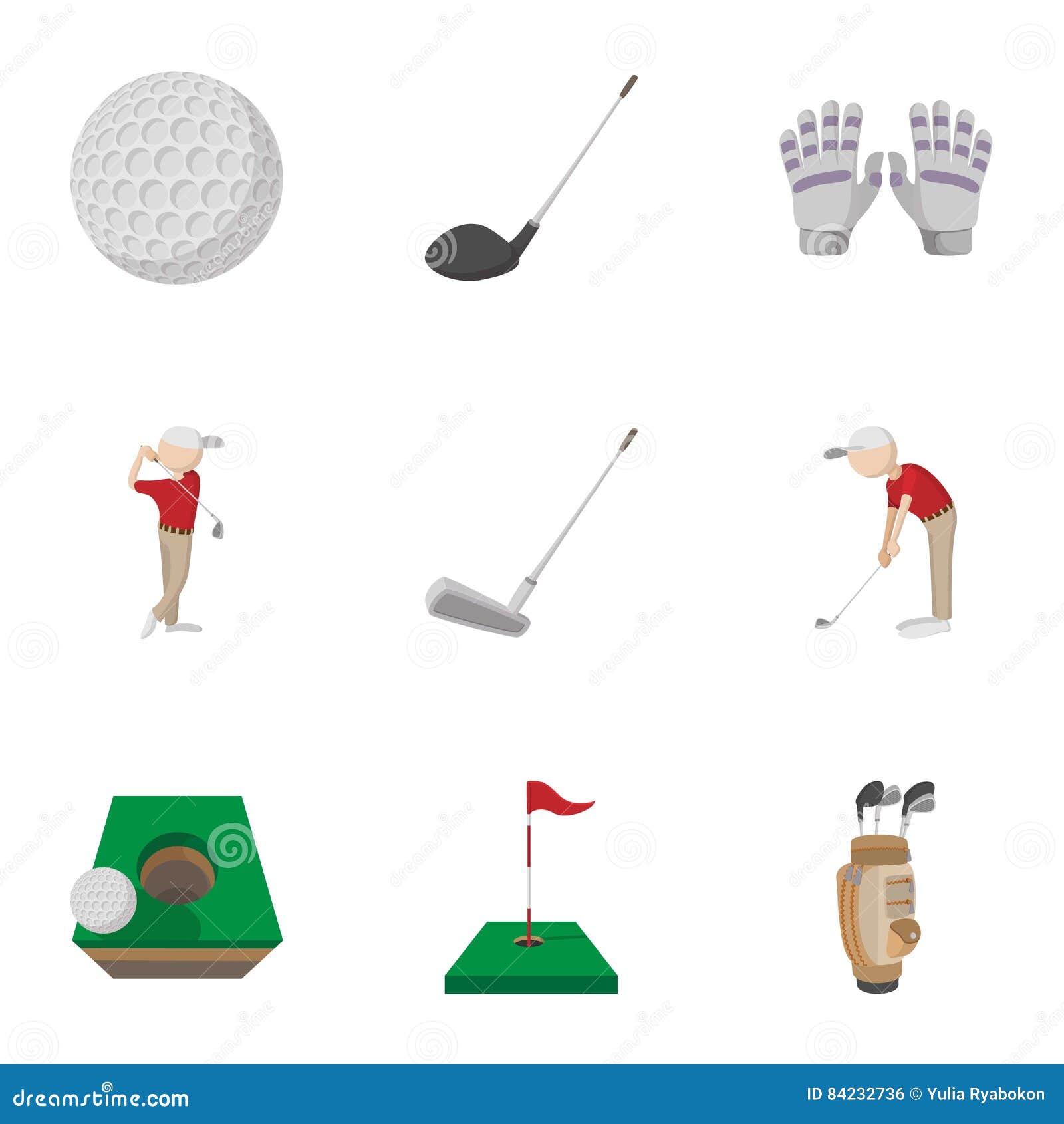 Training Golf Icons Set, Cartoon Style Stock Vector - Illustration of ...
