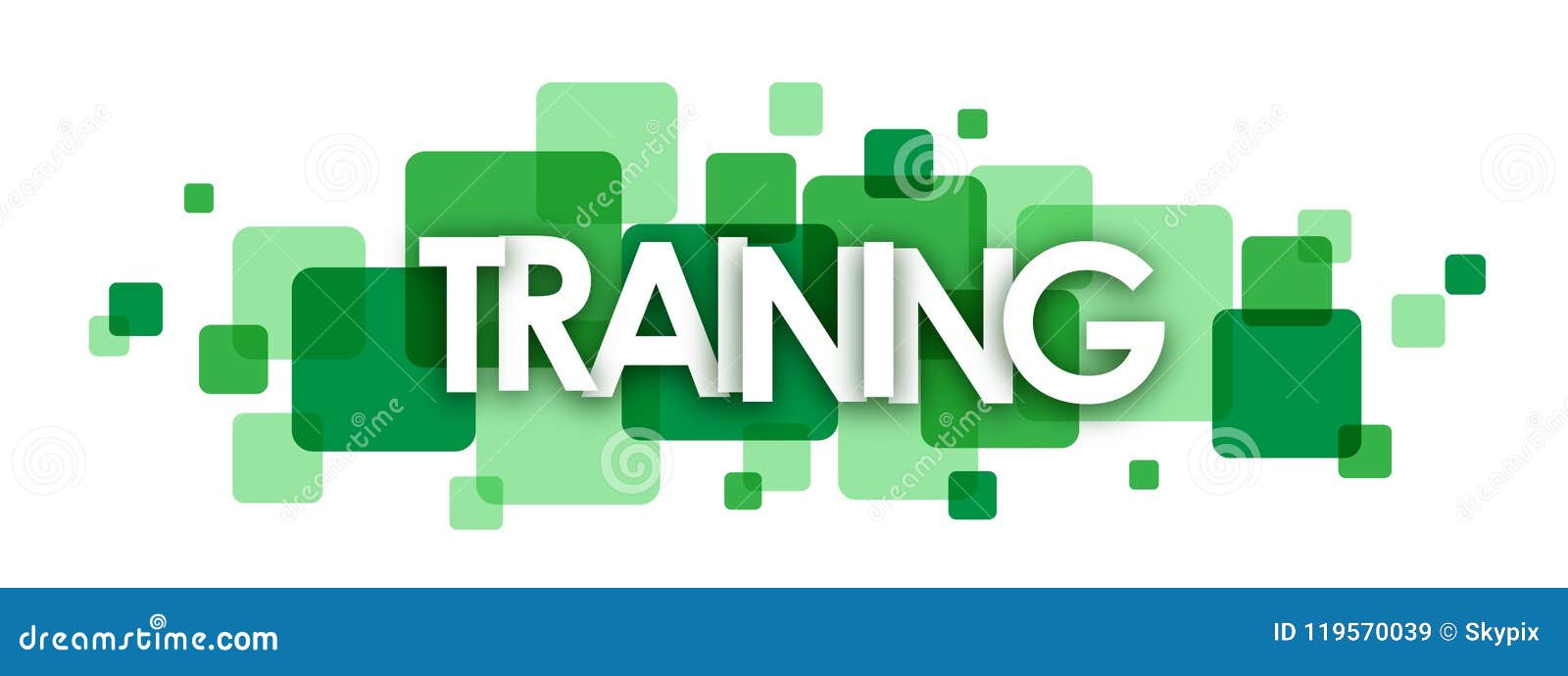 TRAINING Green Overlapping Squares Banner Stock Vector - Illustration ...