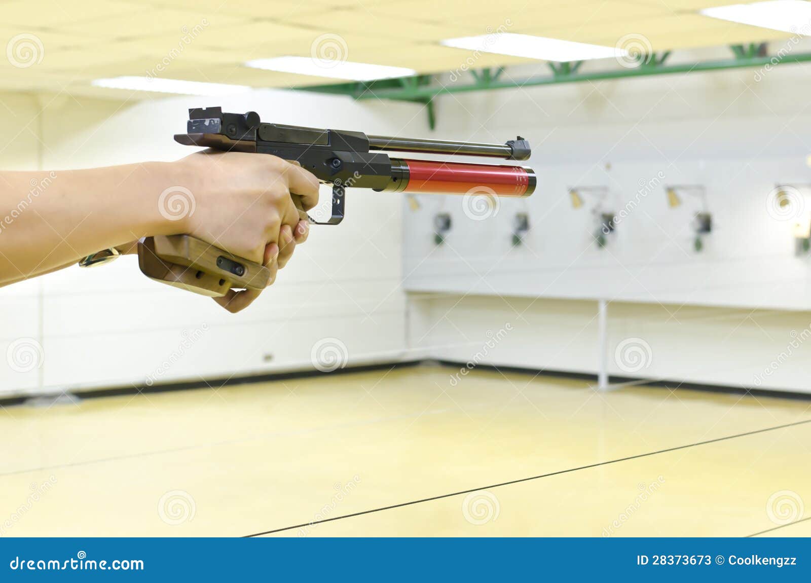 Training gun aim to target stock image. Image of leisure - 28373673