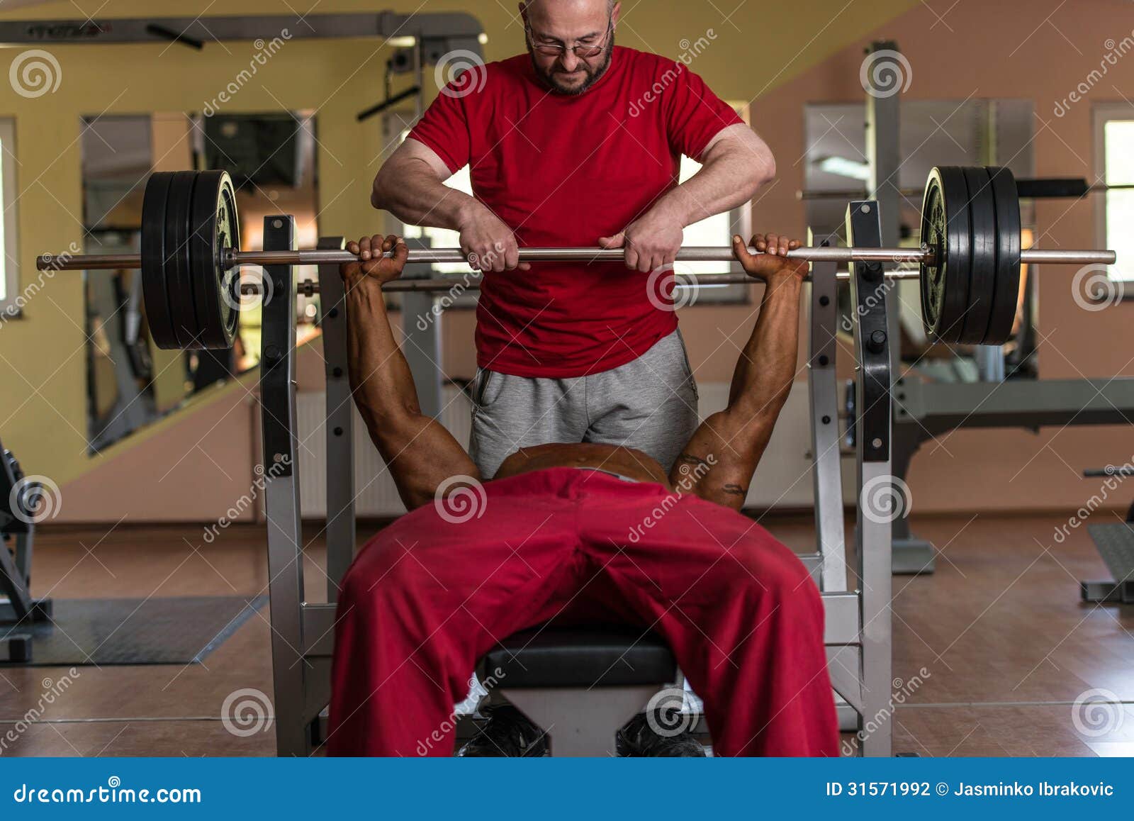 Training in Gym Where Partner Gives Encouragement Stock Photo - Image ...