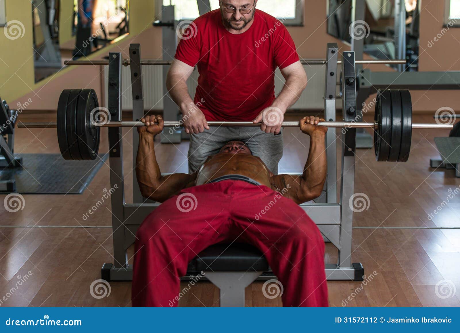 Training in Gym Where Partner Gives Encouragement Stock Photo - Image ...