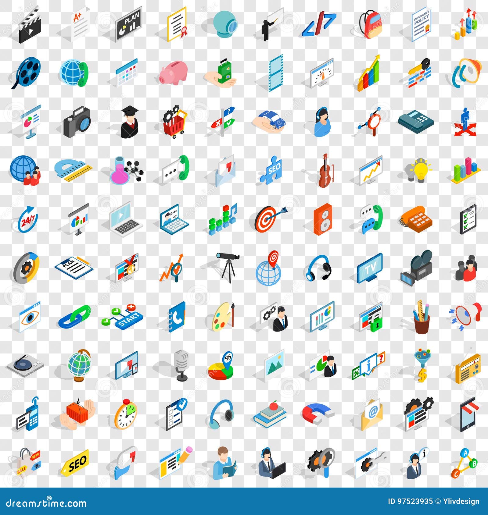 100 Training Icons Set, Isometric 3d Style Stock Vector - Illustration ...