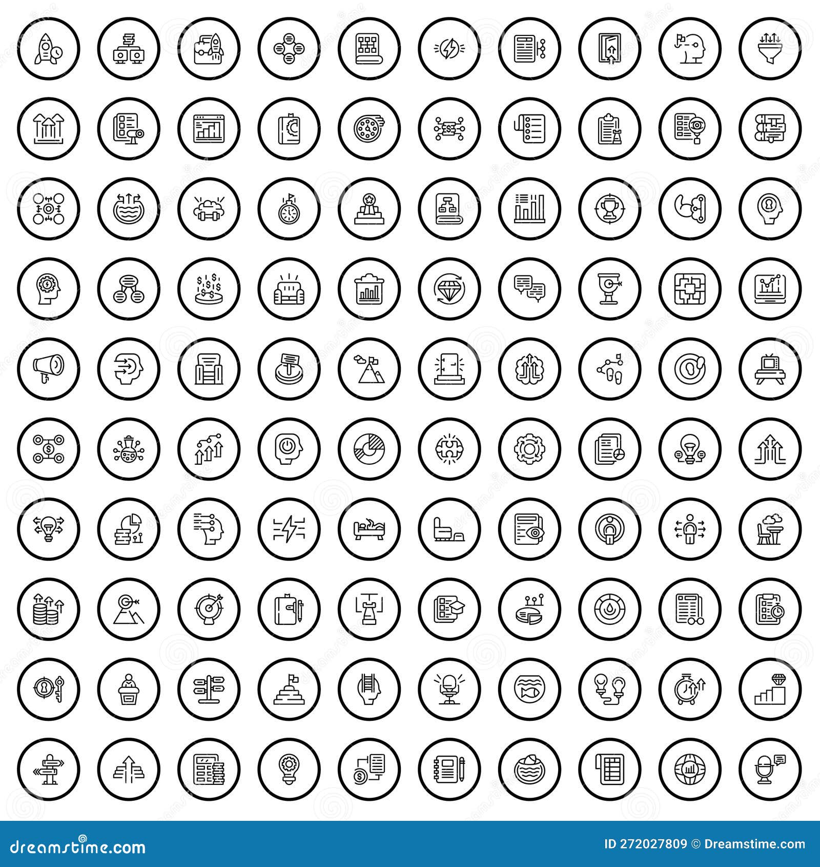 100 Training Icons Set, Outline Style Stock Vector - Illustration of ...