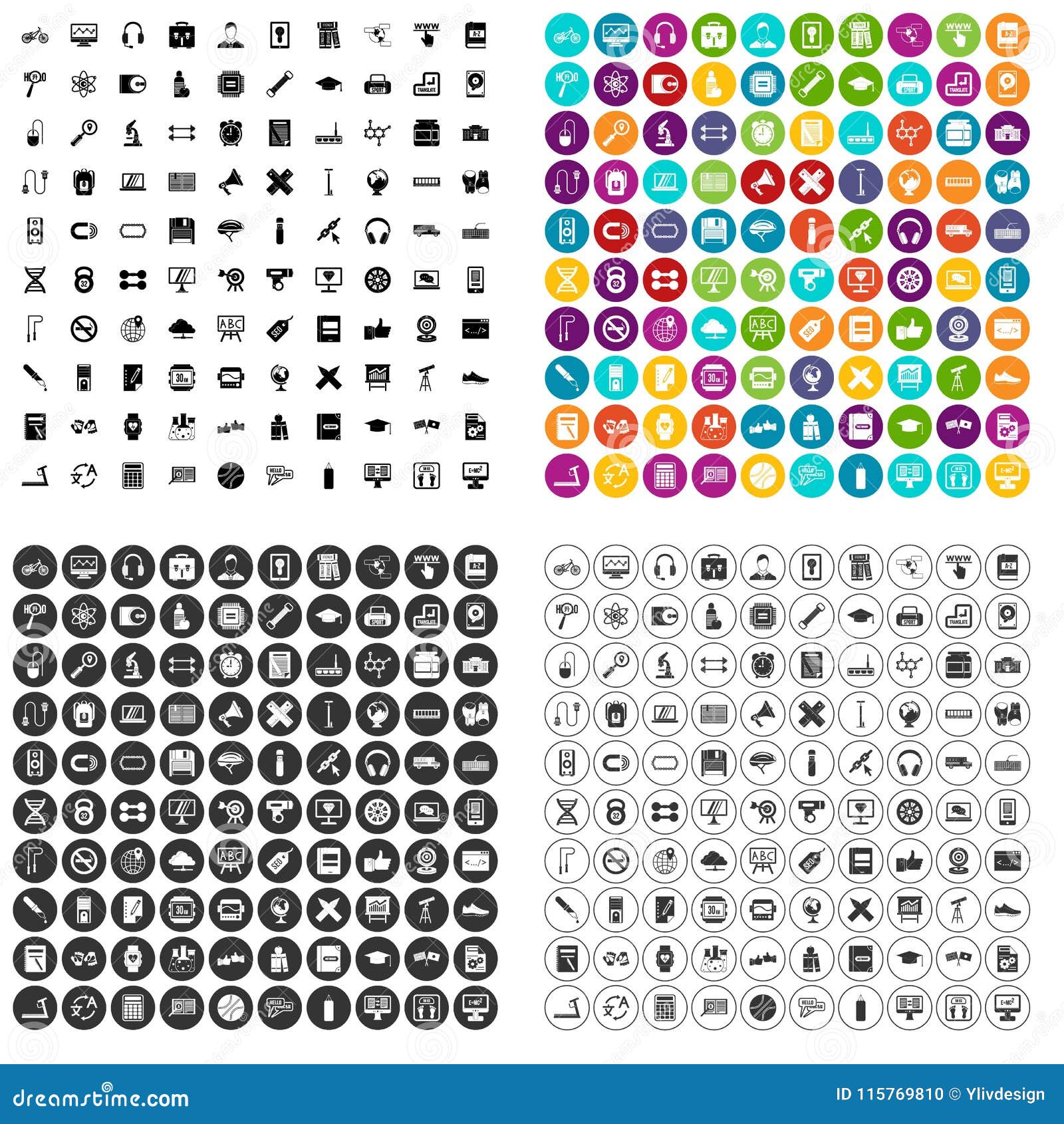 100 Training Icons Set Vector Variant Stock Vector - Illustration of ...