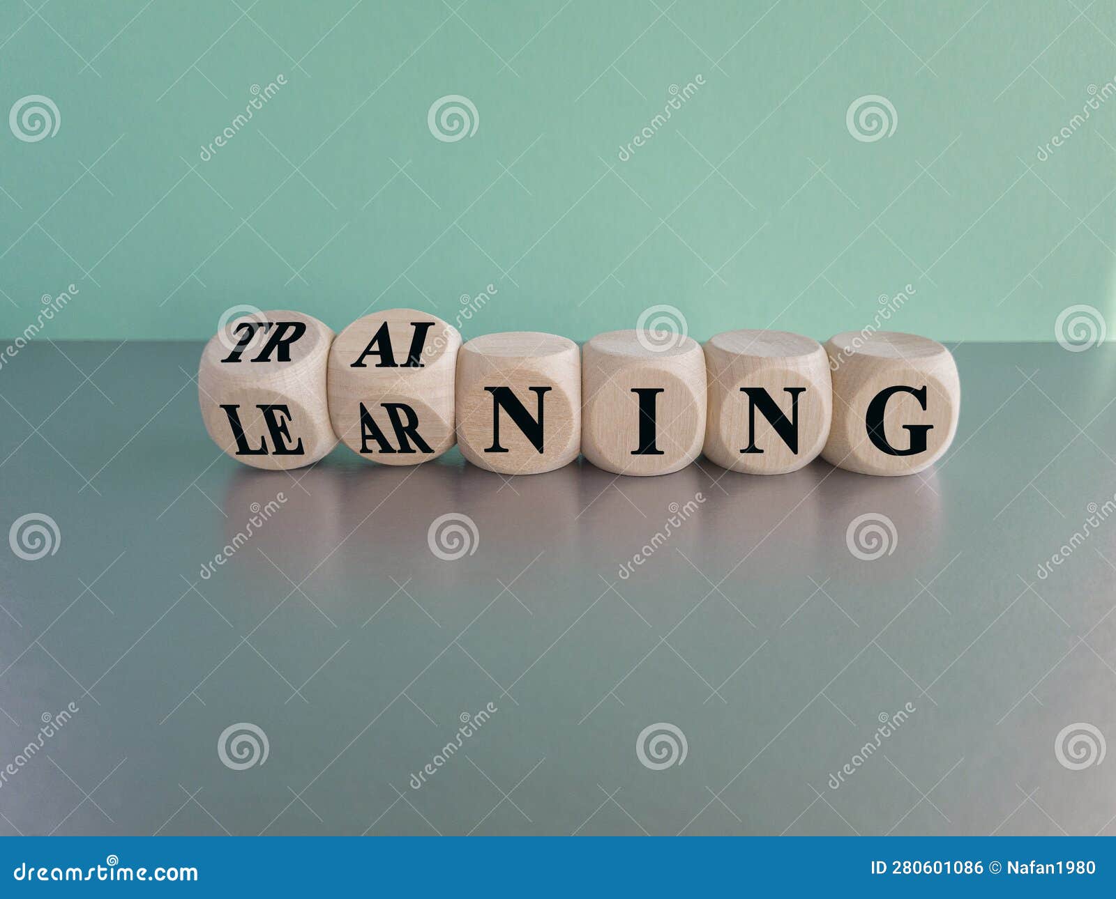 Training and Learning Symbol. Turned Wooden Cubes and Changes the Word ...