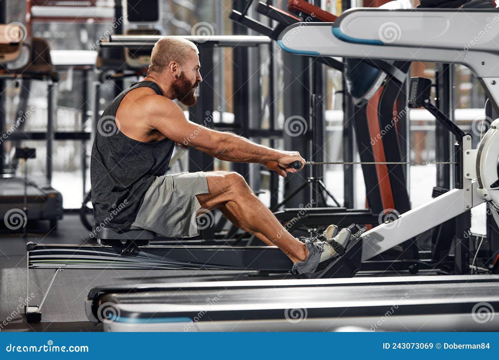 Training Legs in the Simulator, the Athlete Works with His Legs on the ...