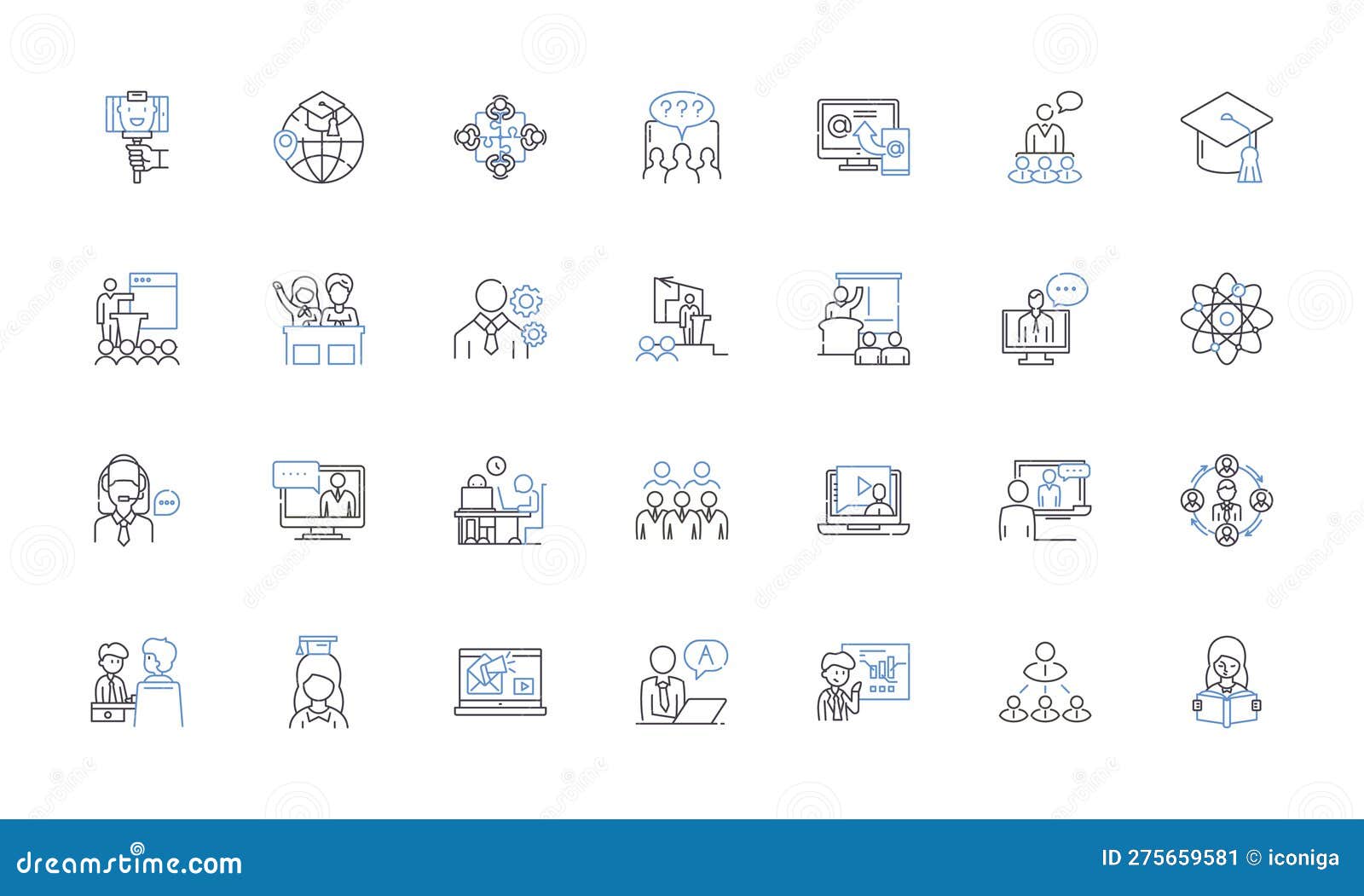 Training Line Icons Collection. Competence, Development, Skills ...