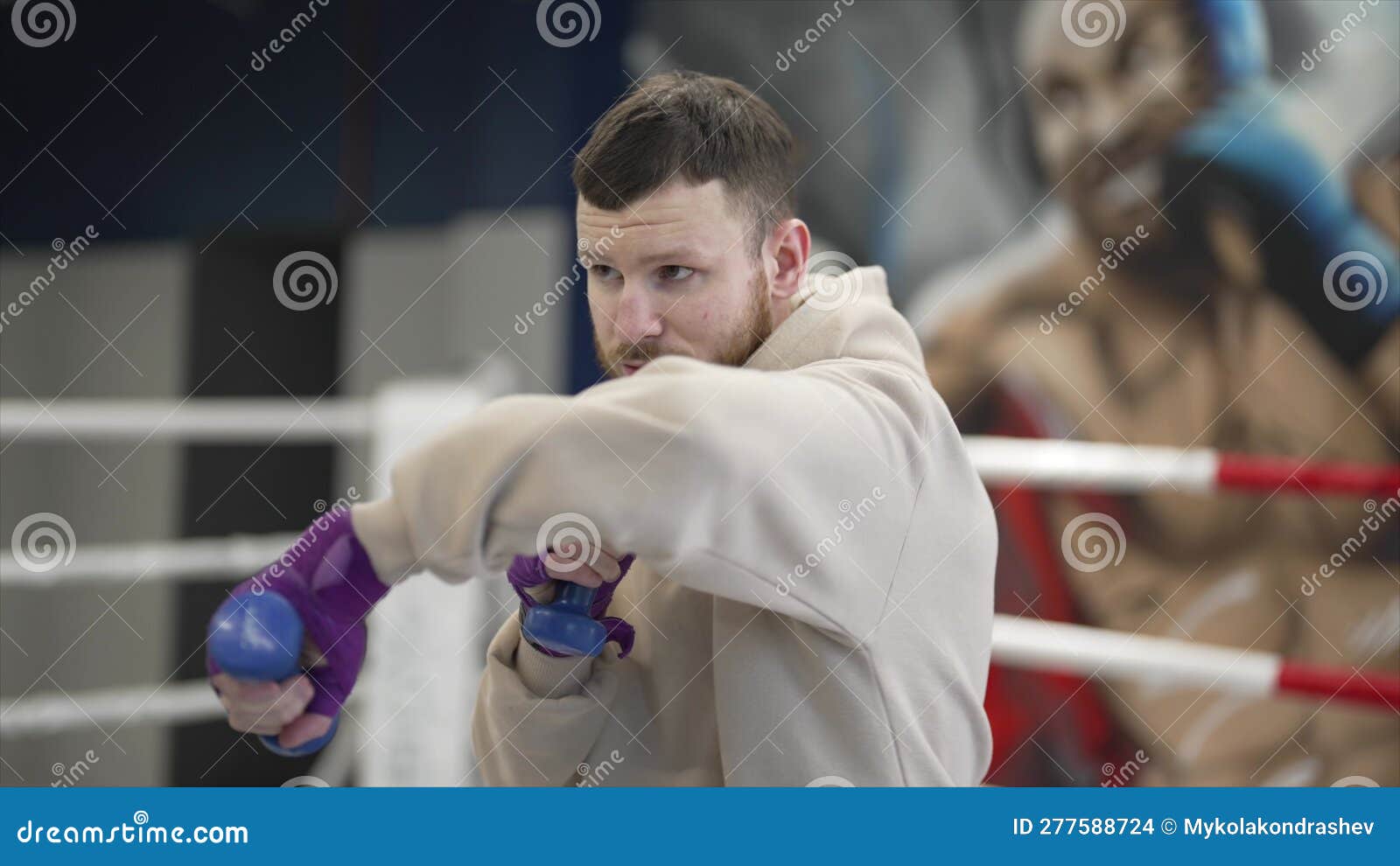 Training of a Male Boxer in the Gym Stock Footage - Video of exercise ...