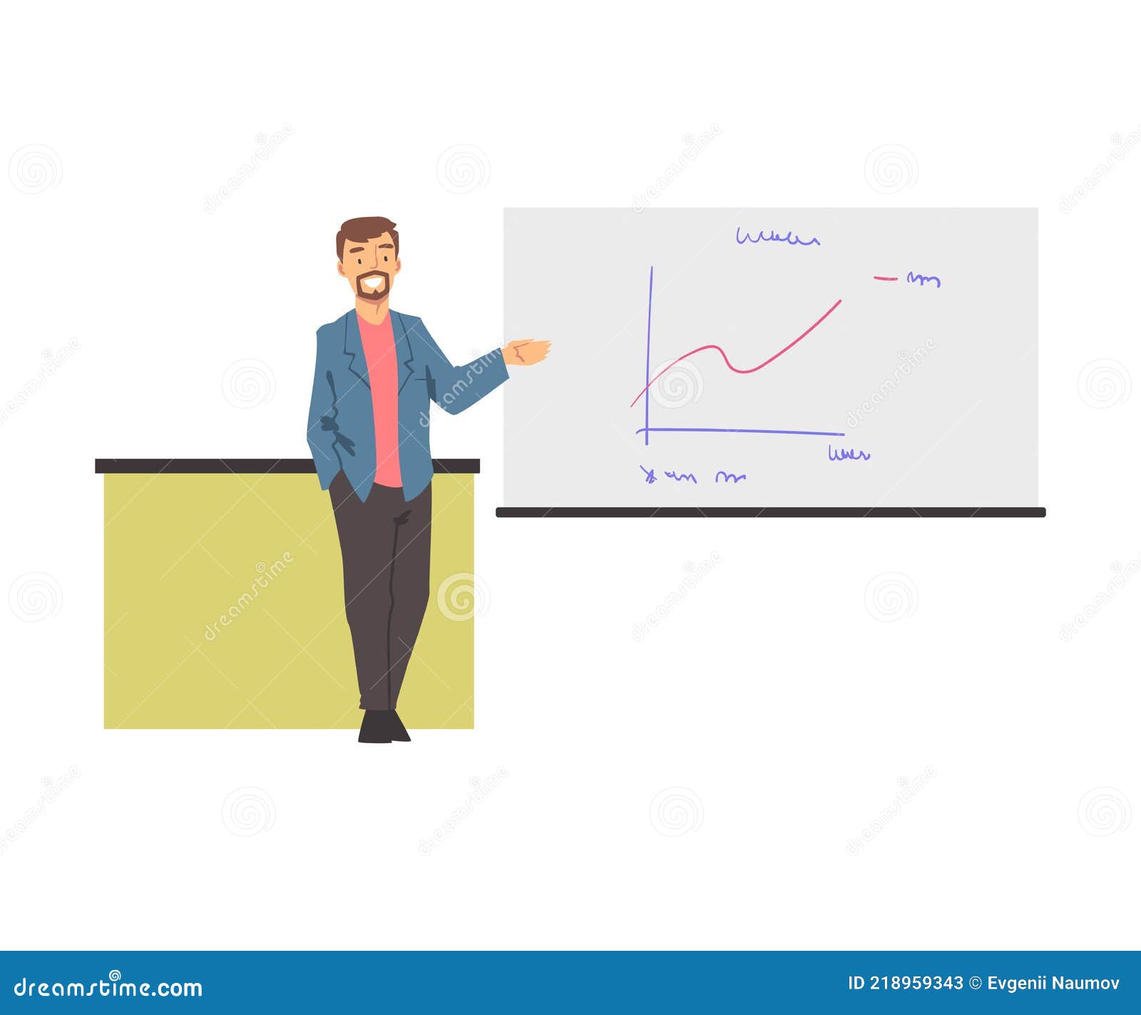 Training with Man Instructor Showing Graph on White Flipchart Vector ...