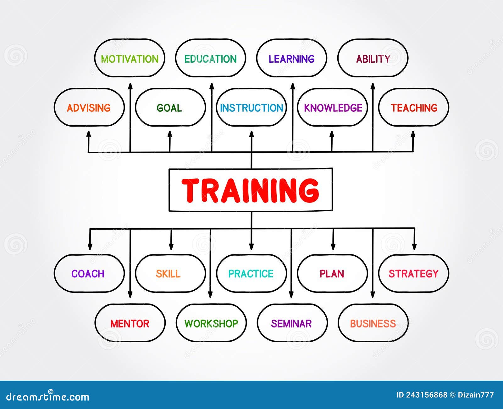 Training Mind Map Process, Business Concept for Presentations and ...