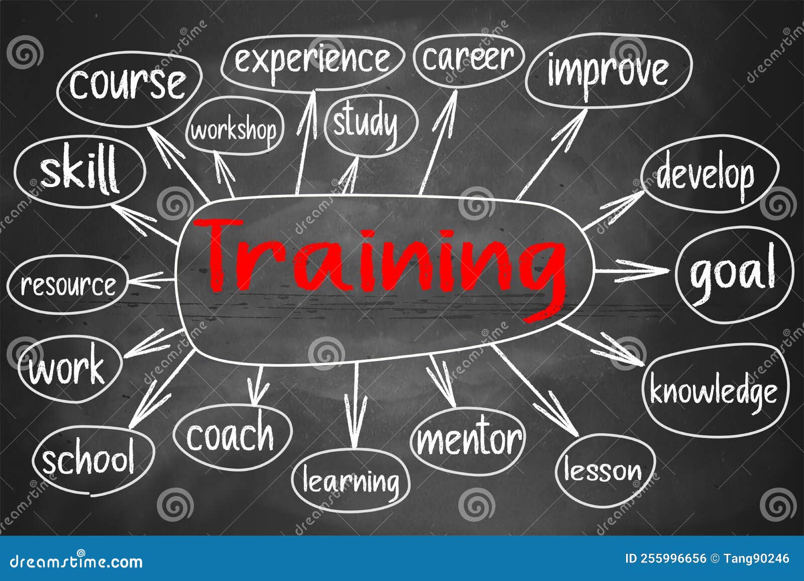 Training Mind Map Written on Chalkboard Stock Illustration - Illustration of blackboard ...