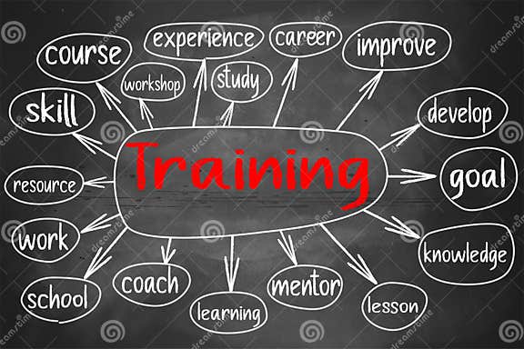 Training Mind Map Written on Chalkboard Stock Illustration ...