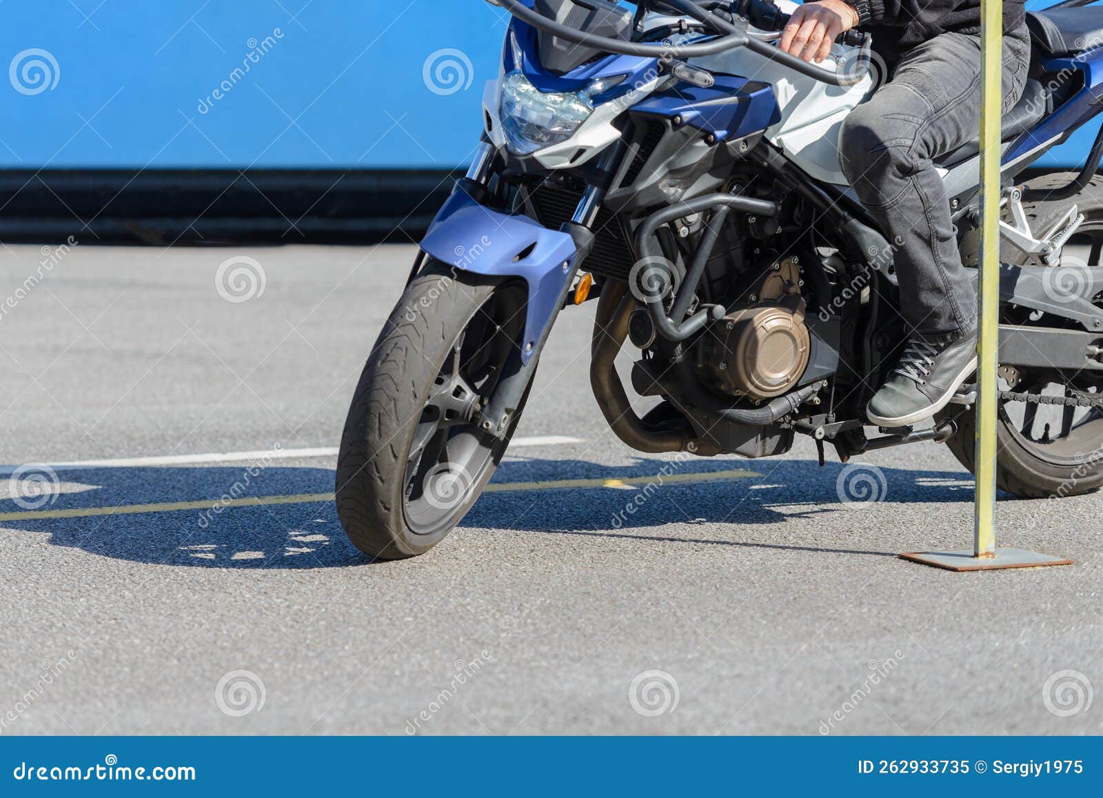 Training in a Motorcycle School, a Detour of a Vertical Rack Stock ...