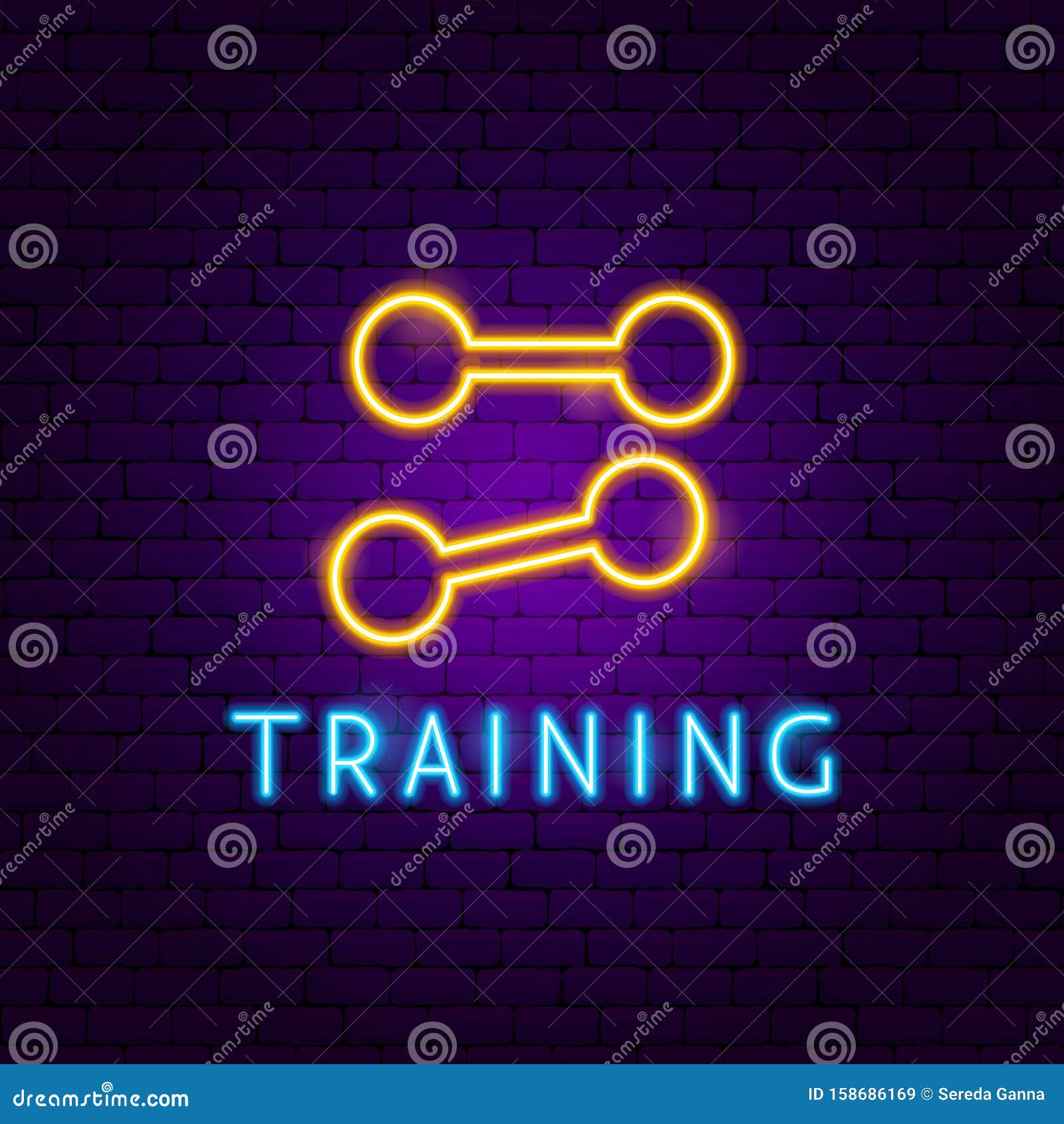 Training Neon Label stock vector. Illustration of activity - 158686169