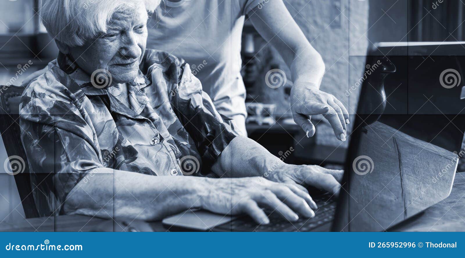 Training of an Old Person To New Technologies, Geometric Pattern Stock ...