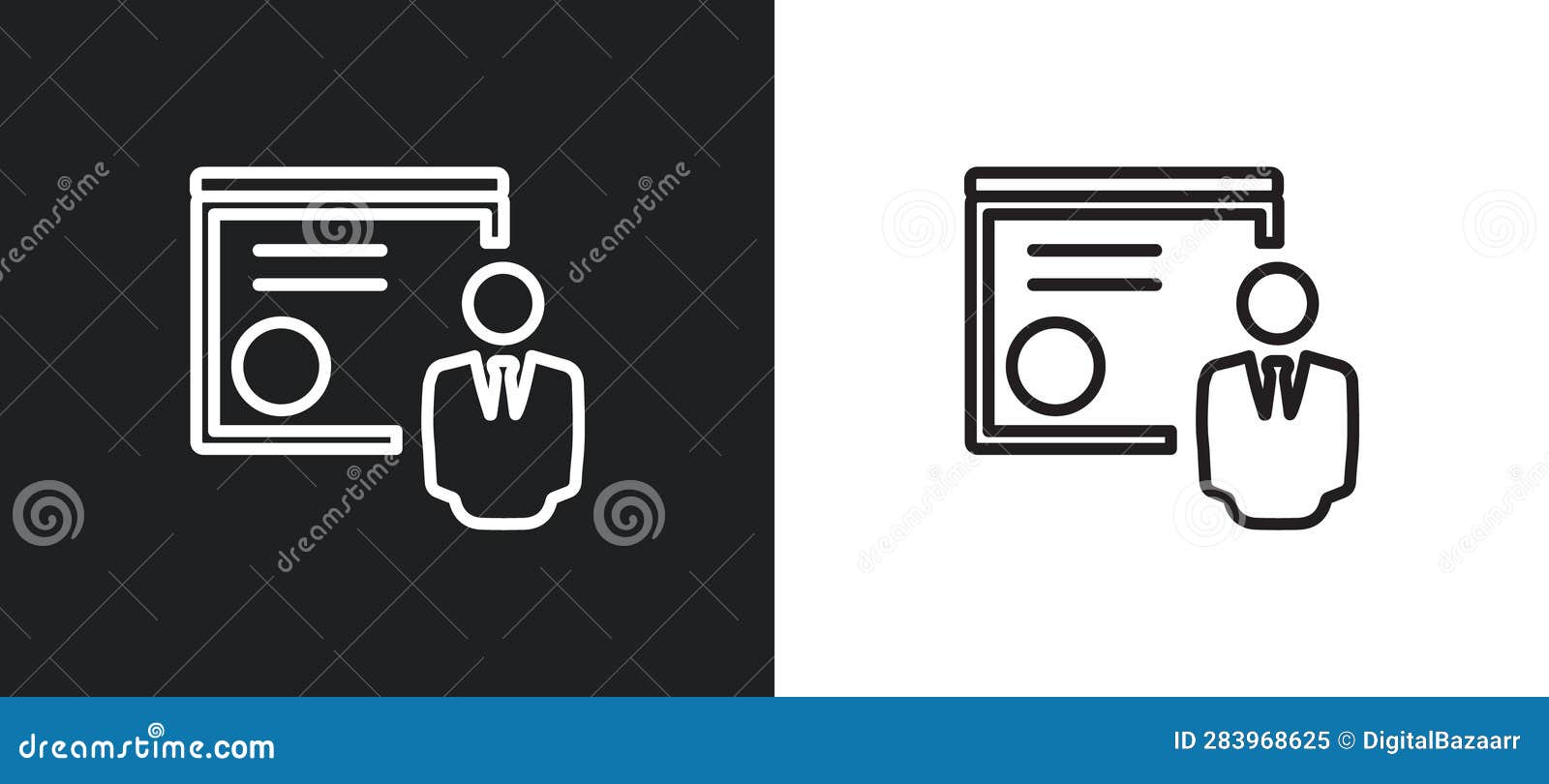 Training Outline Icon in White and Black Colors. Training Flat Vector ...