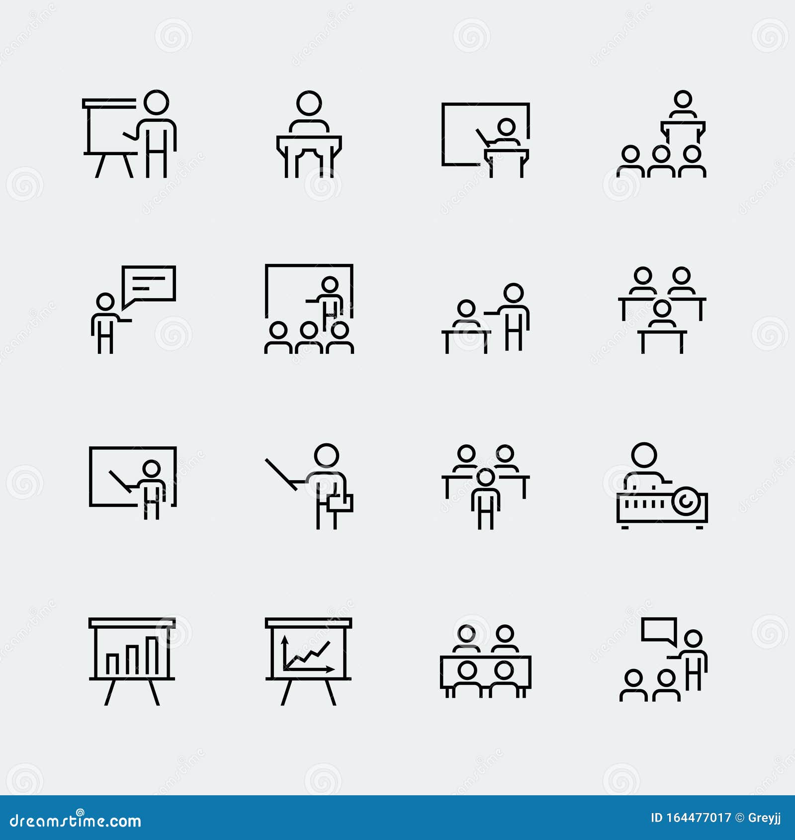 Training, Presentation Icons in Thin Line Style Stock Vector ...