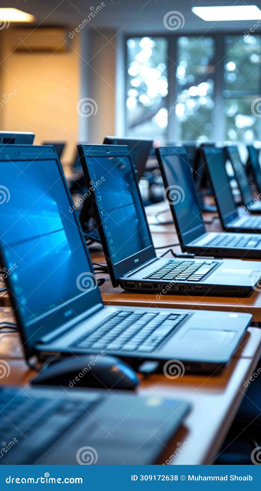 Training Room Setup Rows of Laptops Arranged for Educational Session ...