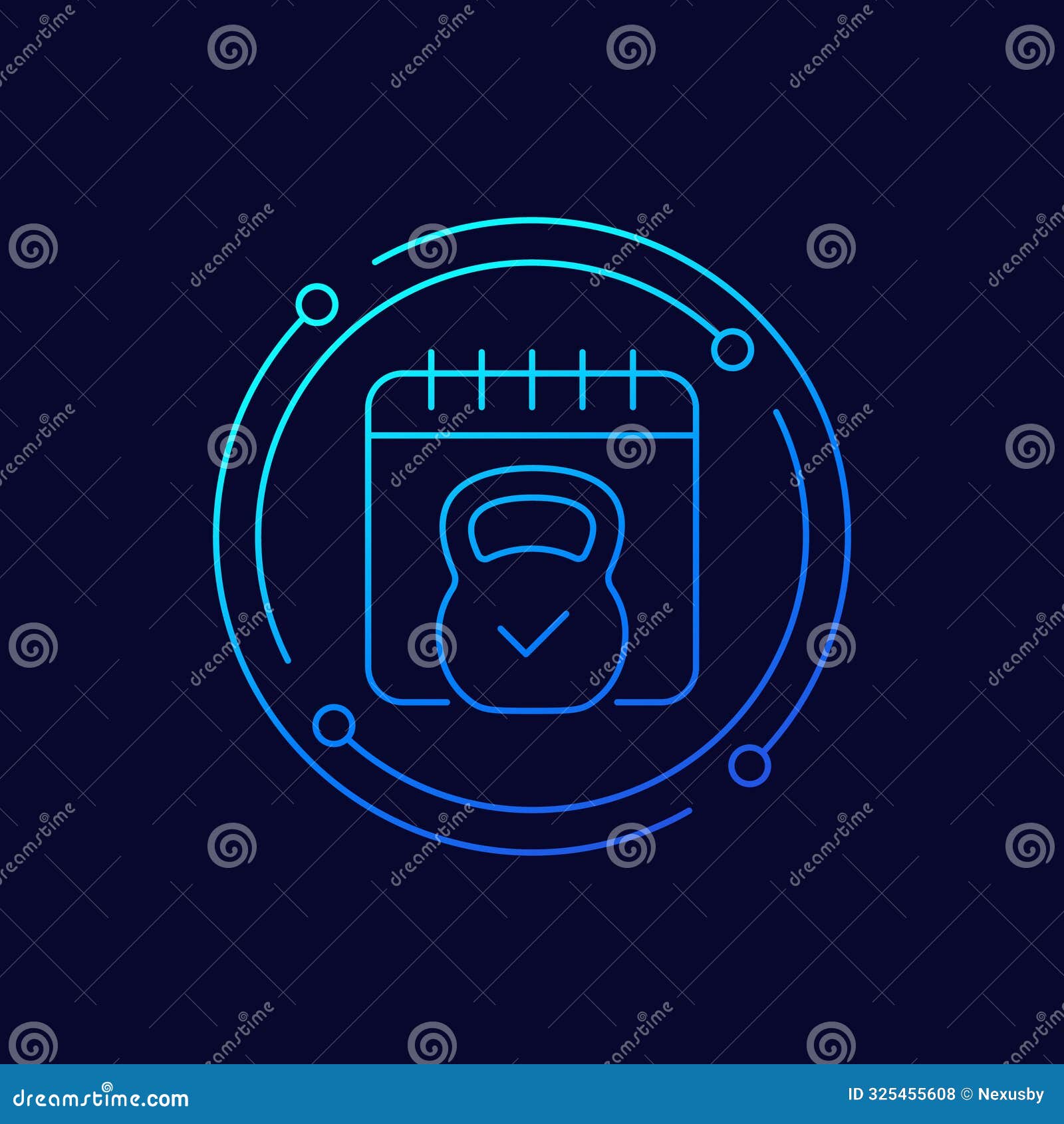 Training Schedule Icon with a Kettlebell, Linear Stock Vector ...