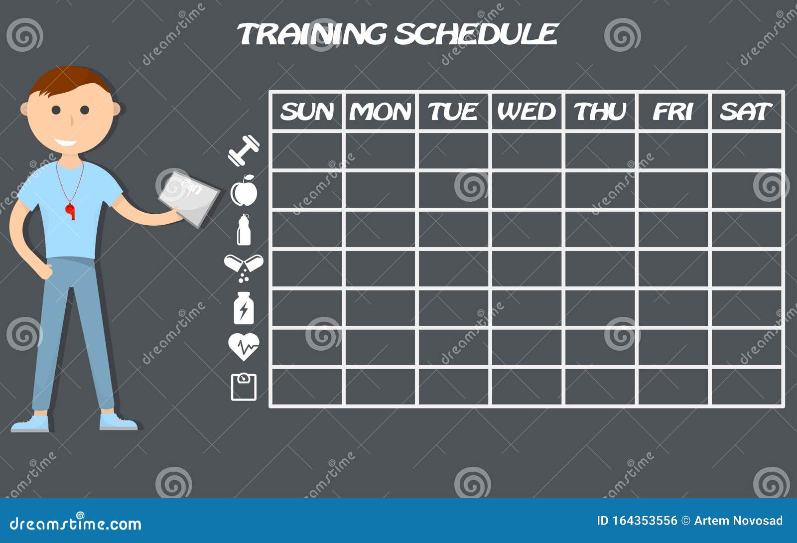 Training Schedule. Wall Poster for Your Individual Workouts. Breakdown ...