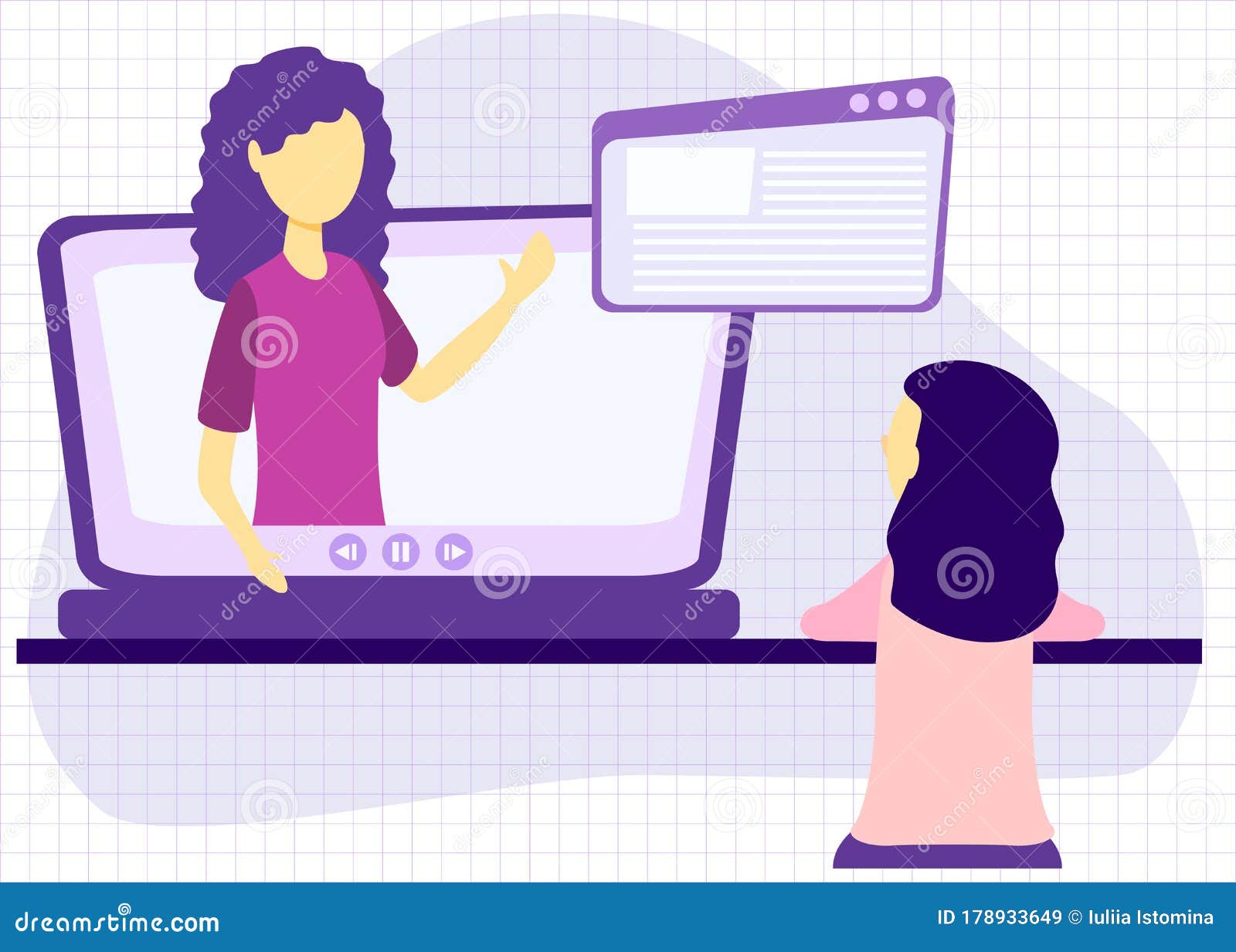 Online Courses Vector Illustration. Flat Person Learn Virtual Concept ...