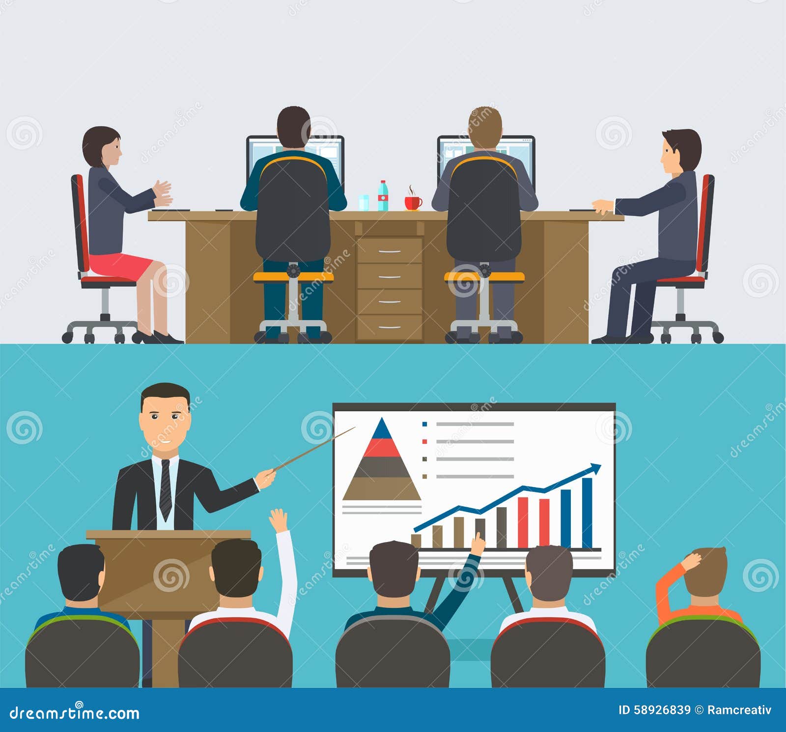 Training Seminar, Concept a Group of People Working at Computers Stock ...