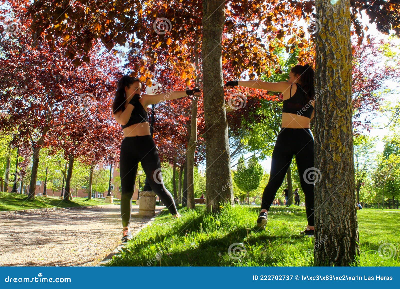 Training Sequence of a Young Boxer Athlete Training Outdoors in the ...