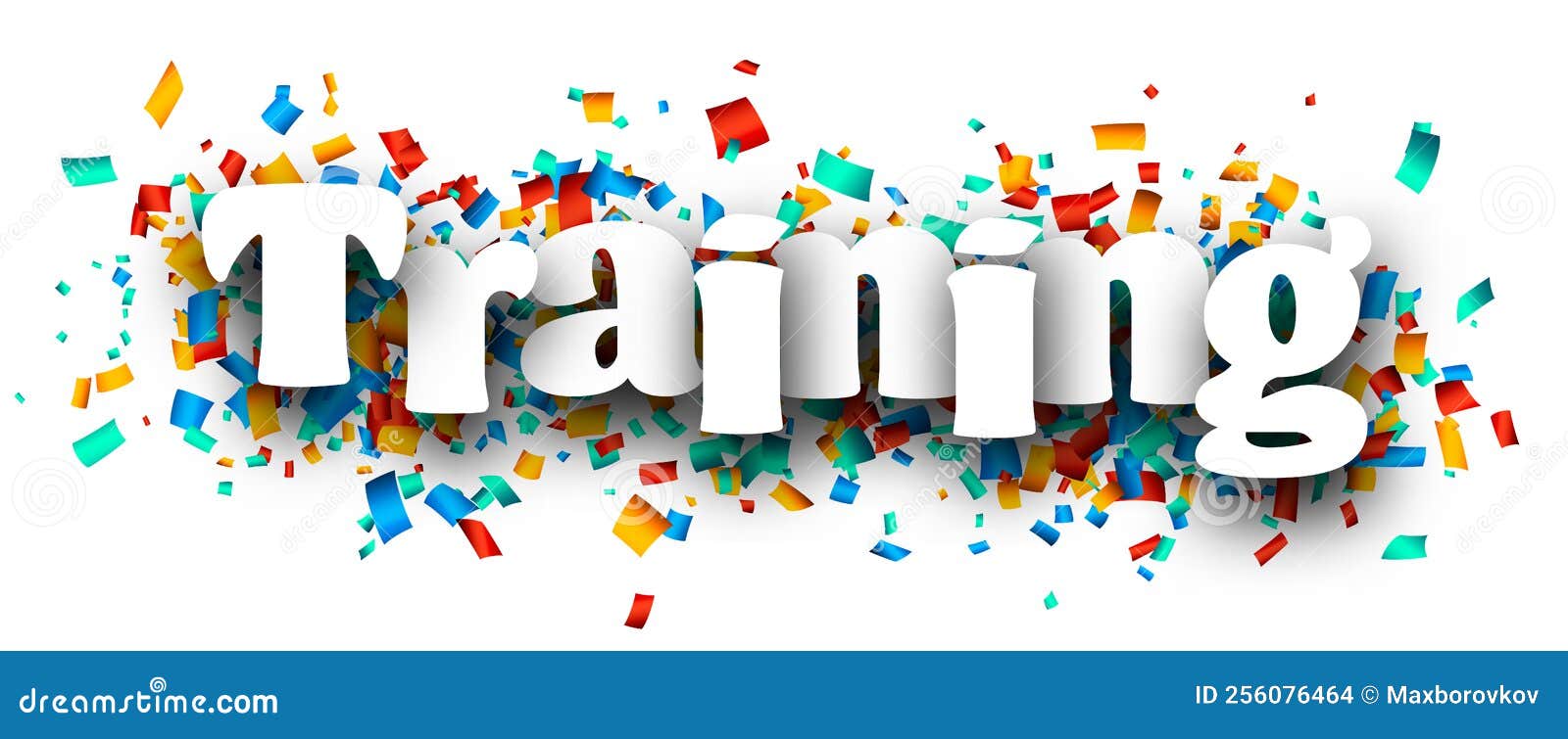 Training Sign Over Cut Ribbon Confetti Background Stock Vector ...