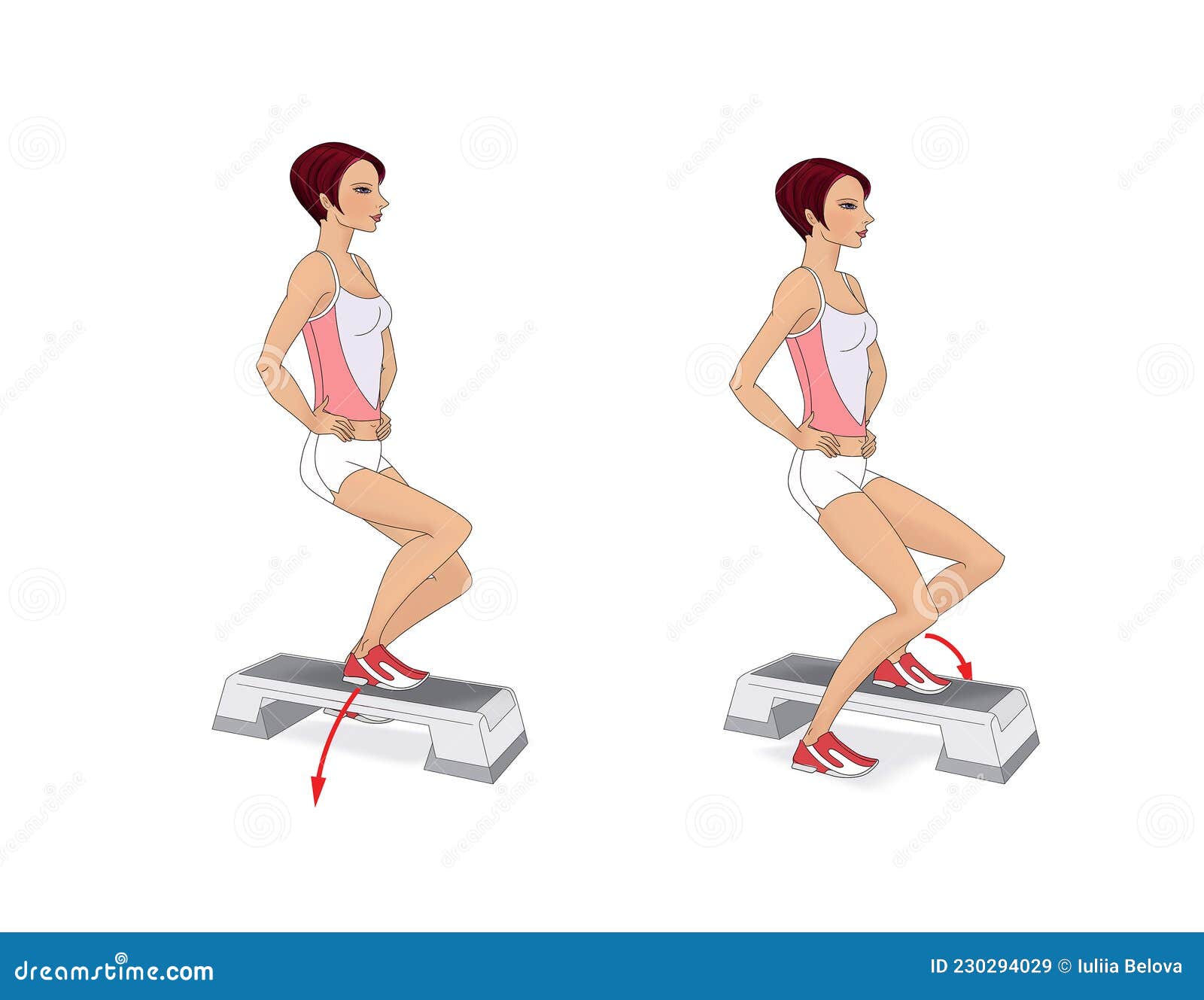 Training On A Step Platform. The Girl Is Doing Exercises On The Step ...