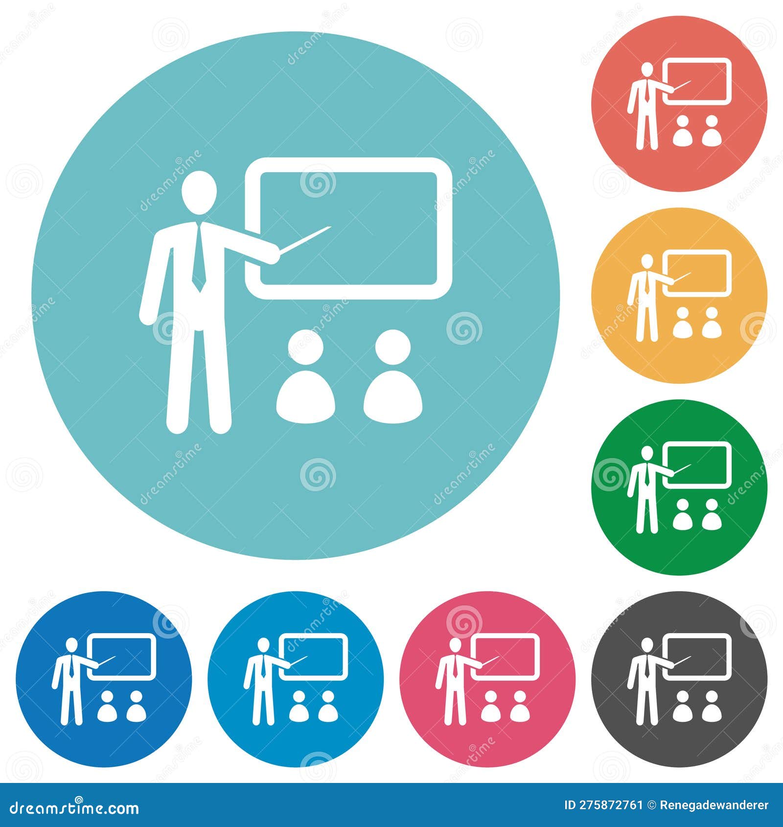 Training with Students Flat Round Icons Stock Vector - Illustration of ...